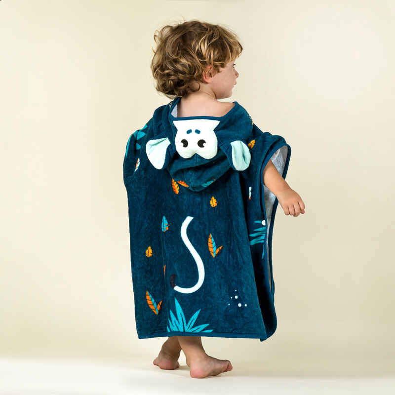 Toalla para Bebé tipo poncho Nabaiji Mono azul oscuro - Decathlon