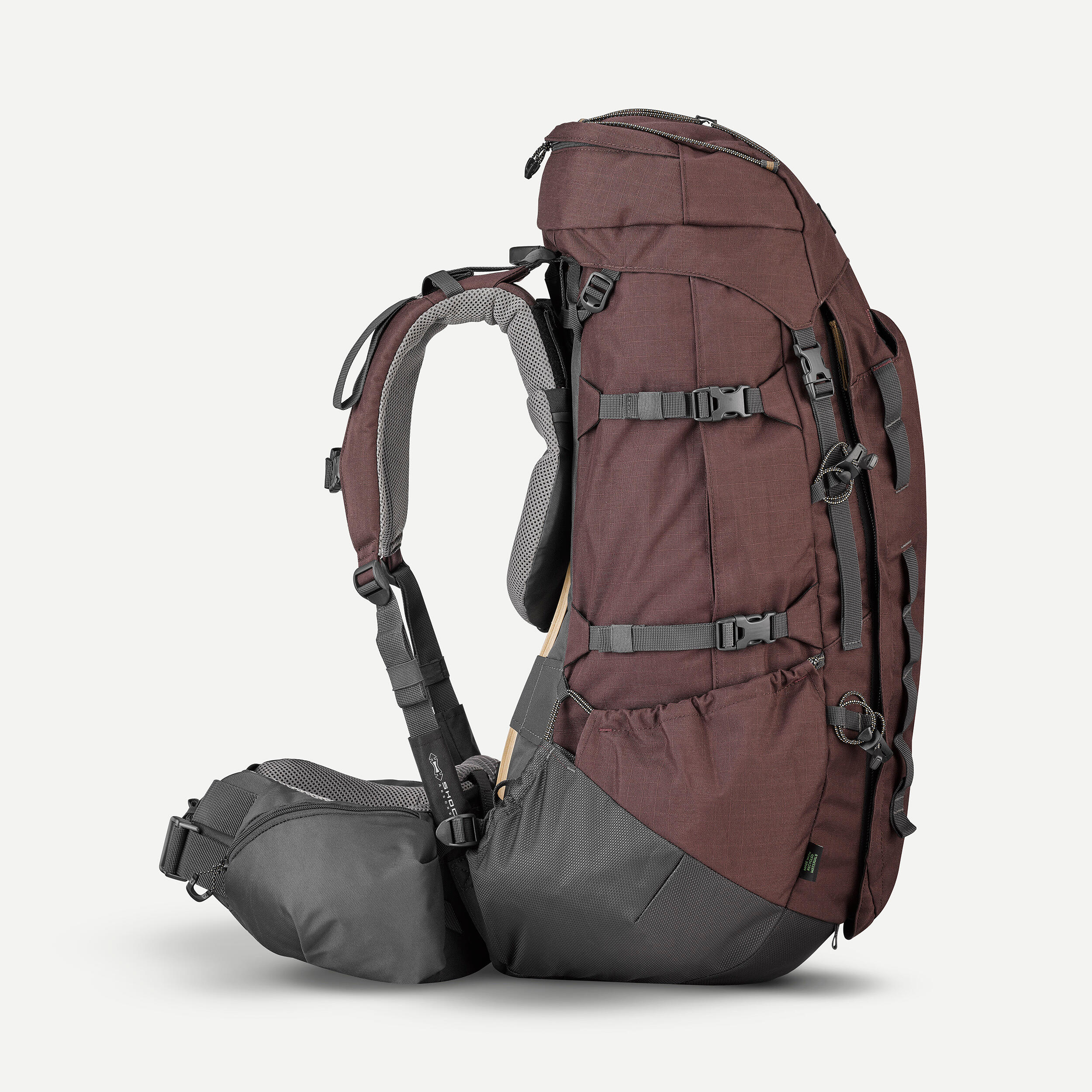 Ruksak za trekking MT900 Symbium 60 l + 10 l ženski bordo crveni - Decathlon