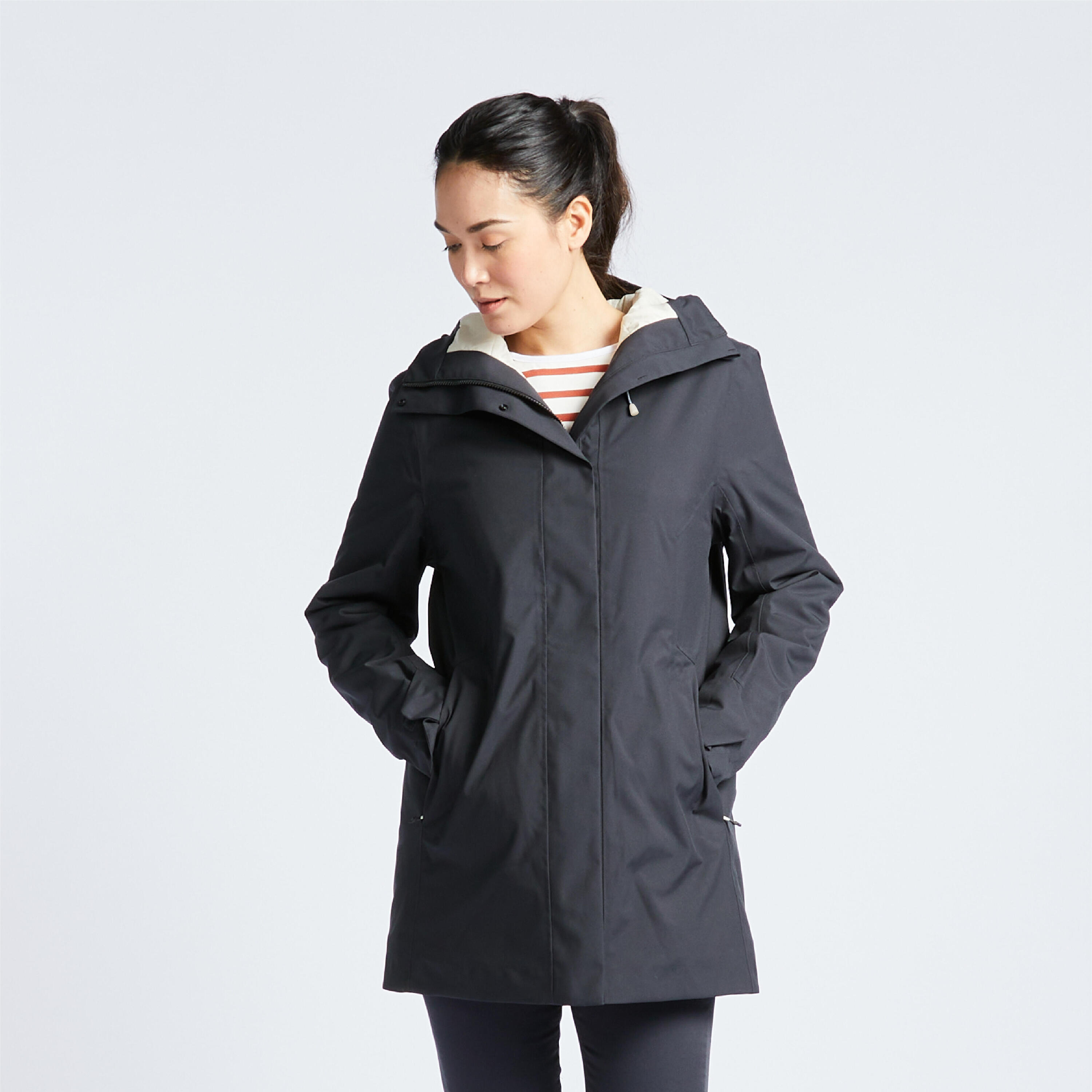 Chaqueta Impermeable Mujer Cálida Sailing 500 negro | Decathlon