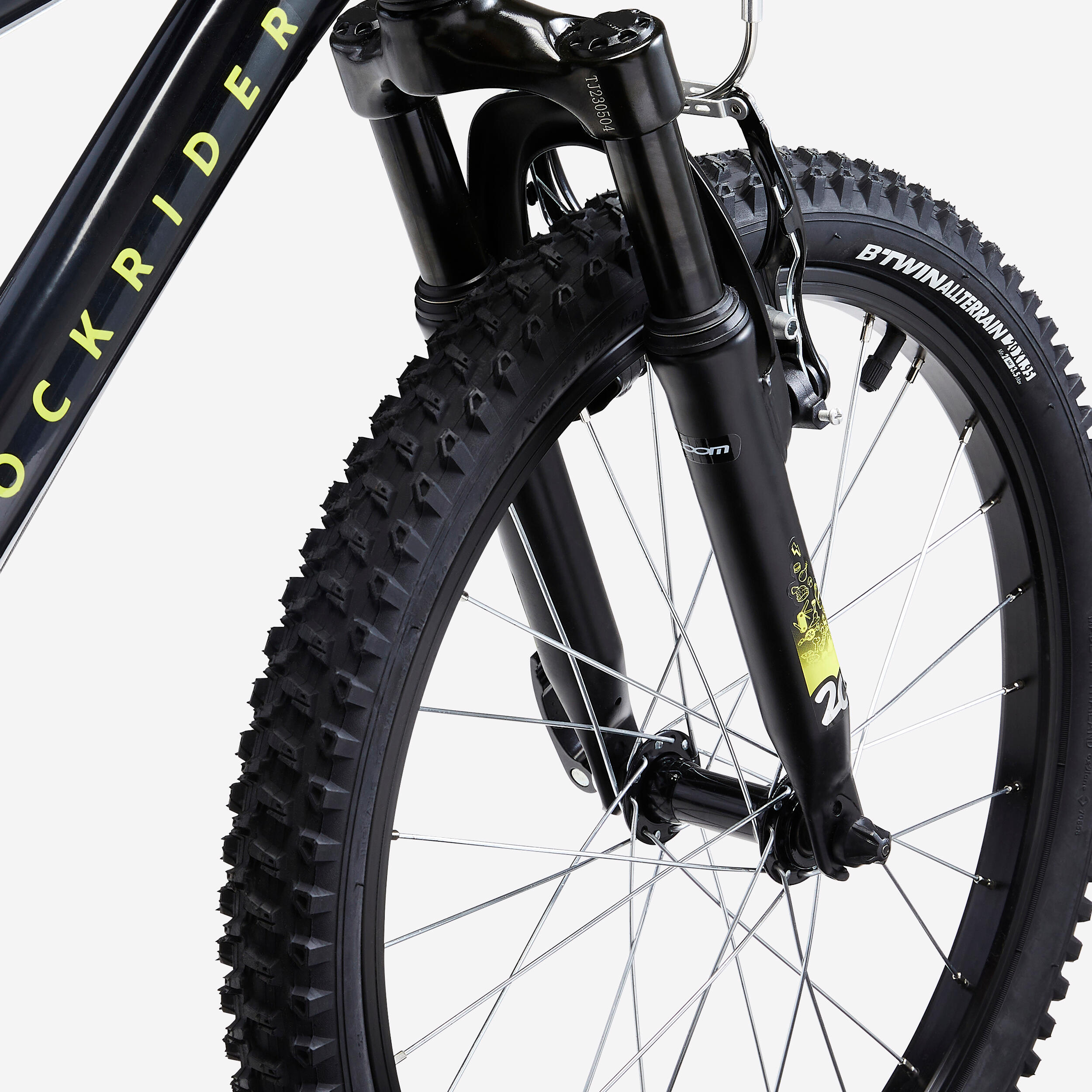 Kids’ Mountain Bike 20 in, Expl 500 Age 6-9 - Black, Fluo lime yellow - Rockrider - Decathlon