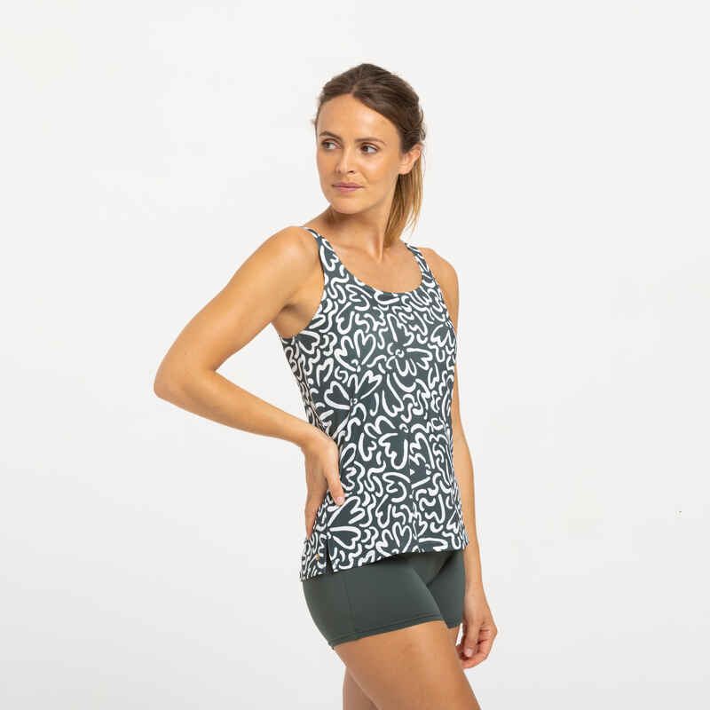 Dámske jednodielne šortkové plavky Heva Tankini Ondu kaki - Decathlon