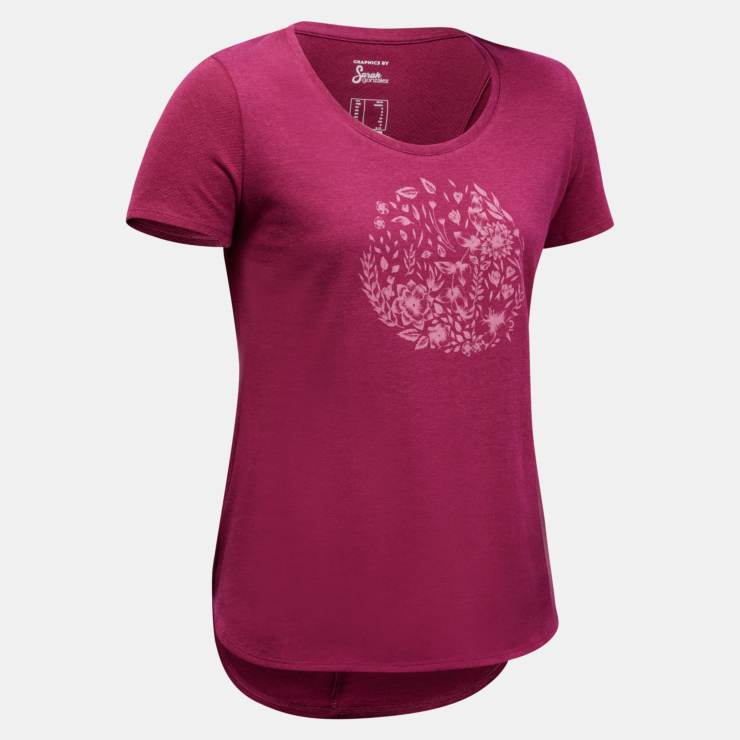 Women’s Hiking T-Shirt, NH 500 - cherry purple, Pink - Quechua - Decathlon