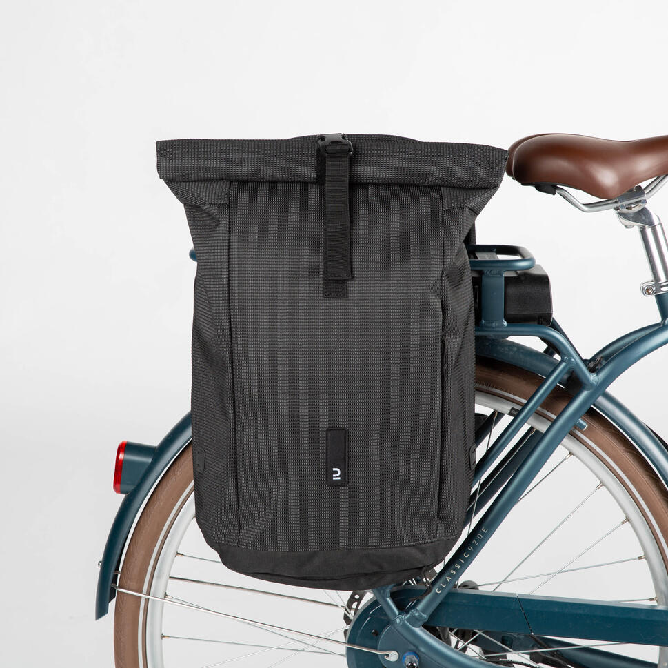 Rugzak dubbele fietstas 27 liter reflecterend | Decathlon