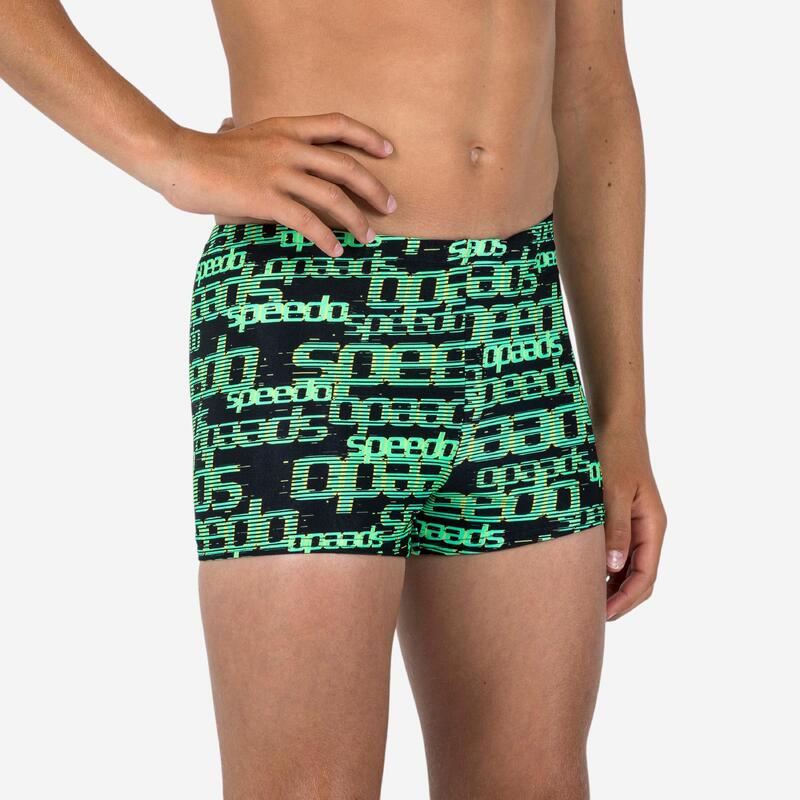 SPEEDO - Boxeri înot Speedo Negru-Verde Băieți | Decathlon