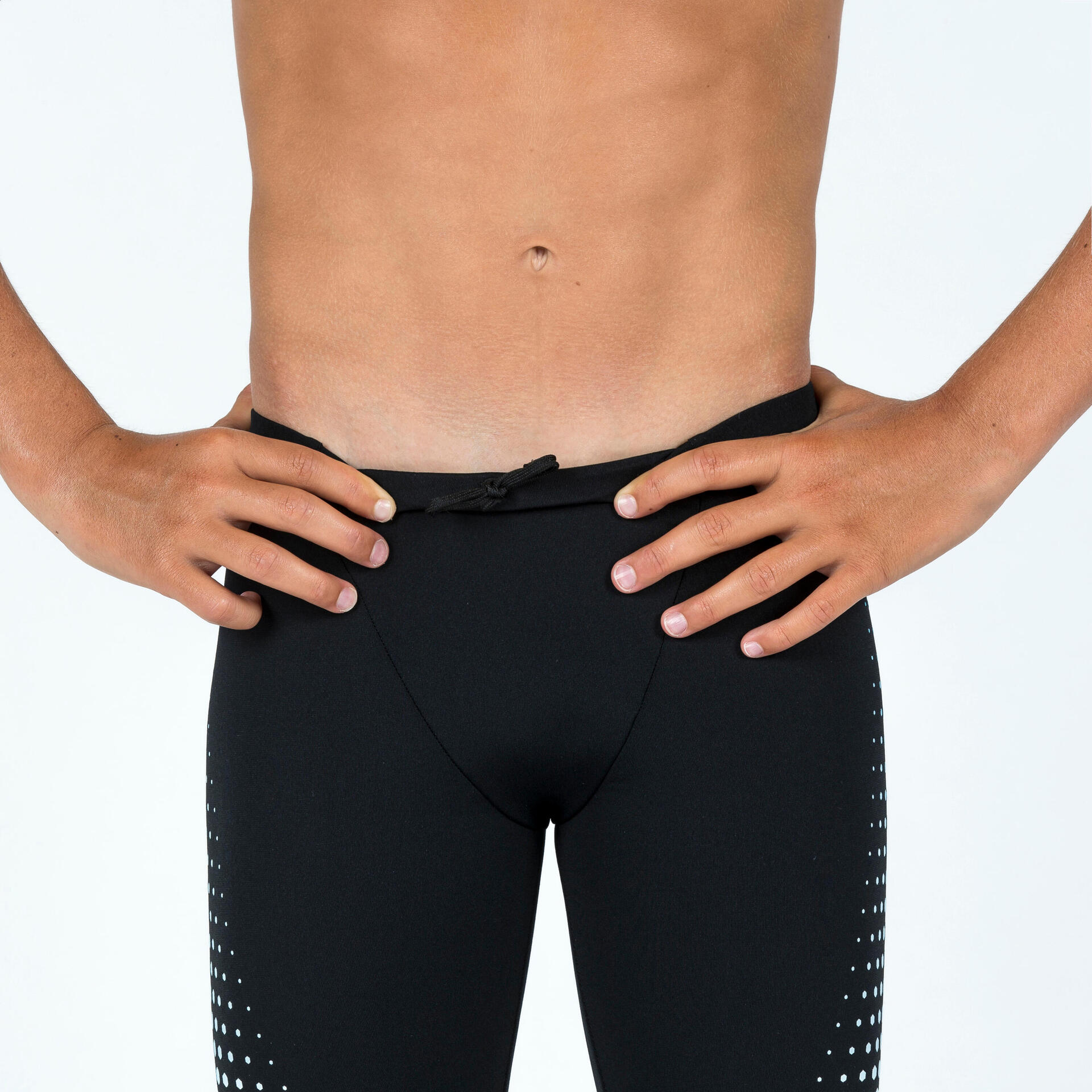 Boys’ Swimming Jammer - Fitib - Black White Mesh