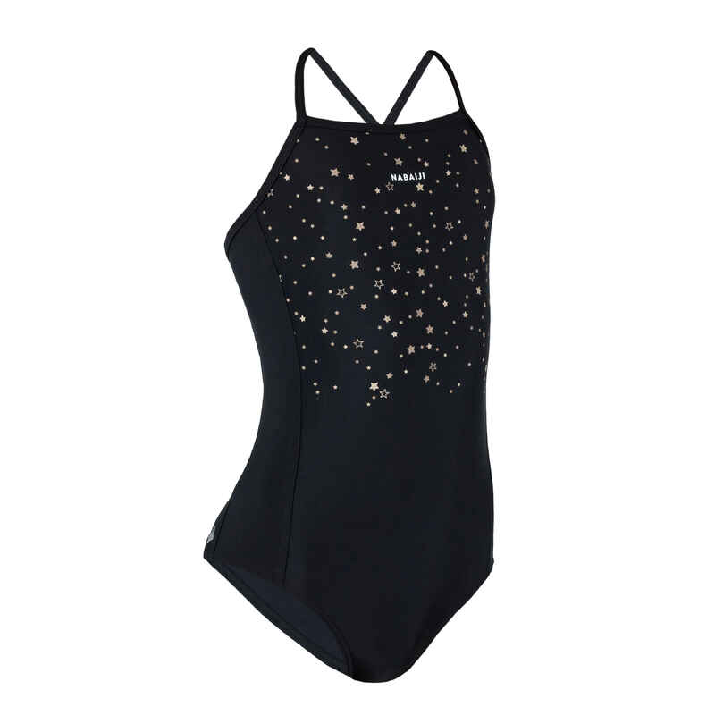Traje De BaÑo NataciÓn Kamily NiÑa Negro Dorado Decathlon