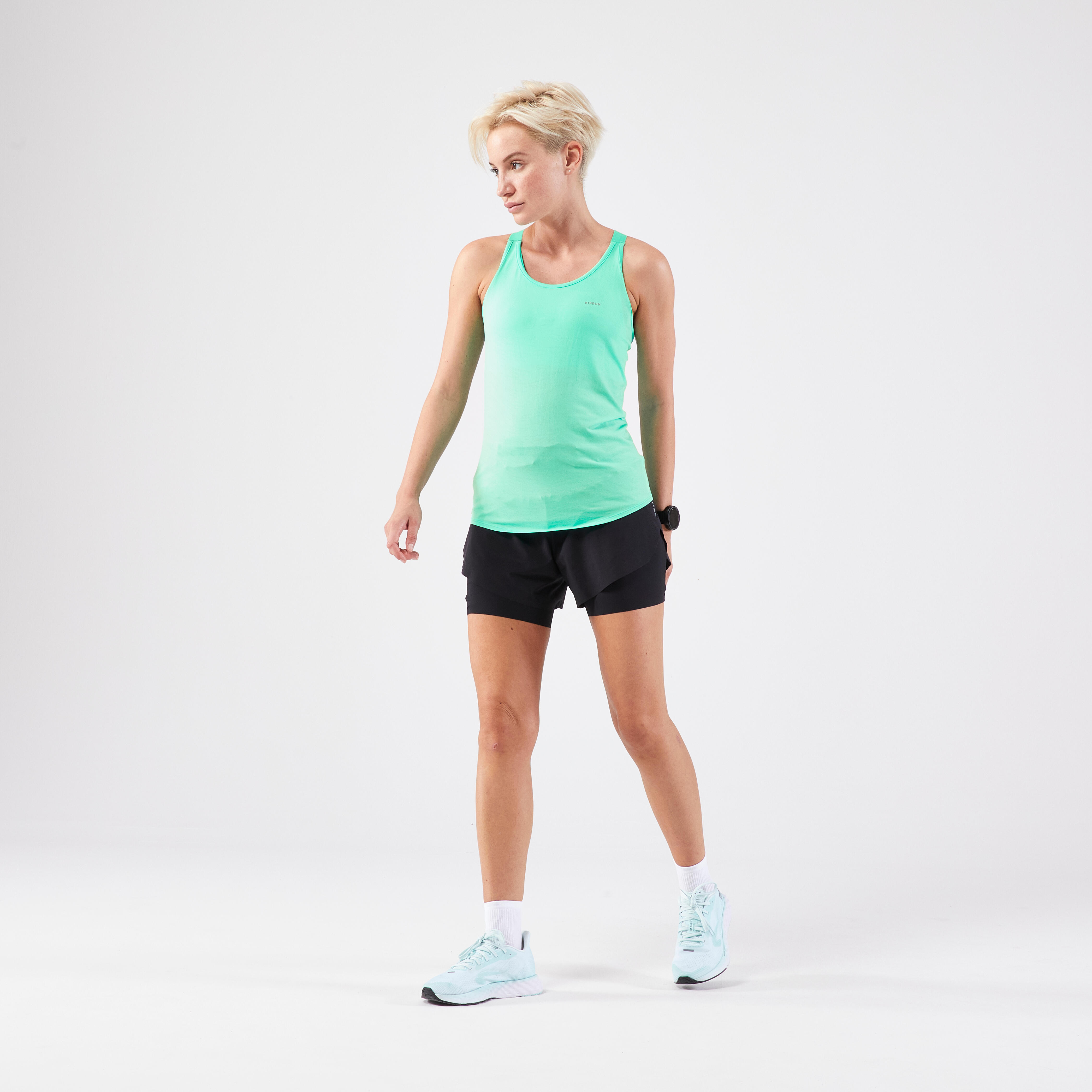 Women's Running Tank Top with Built-In Bra – Run 500 - Aquamarine green ...