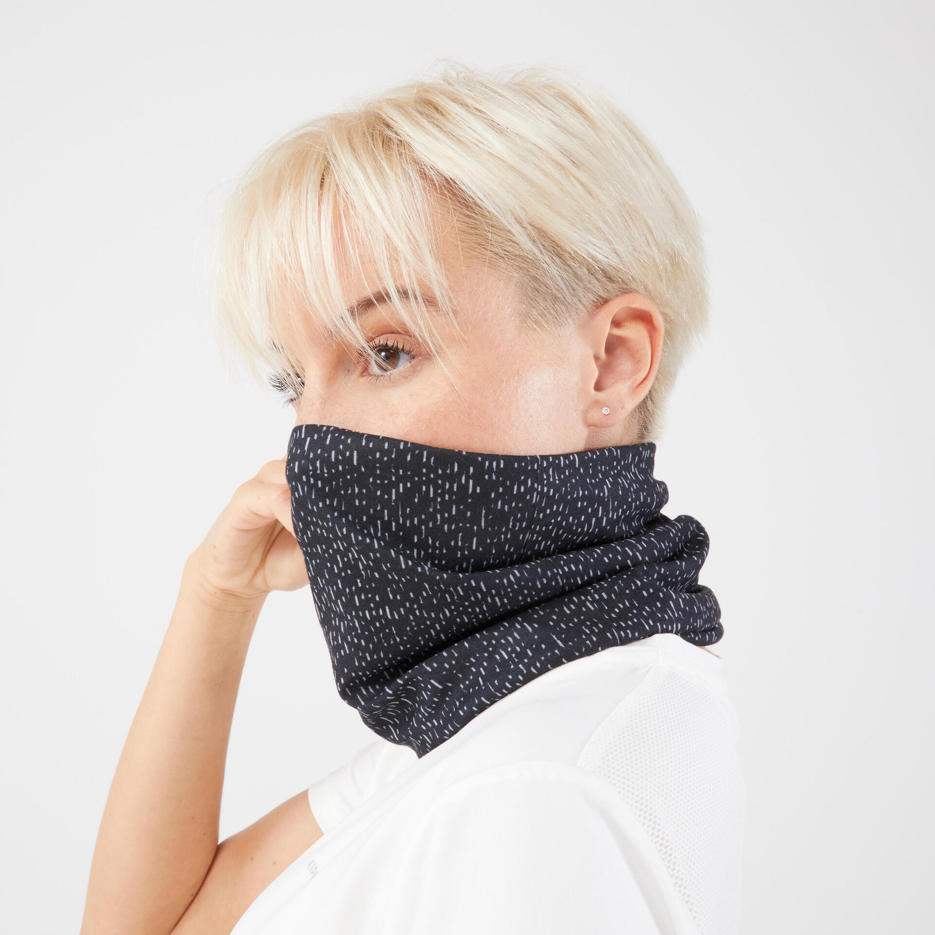 KIPRUN unisex running neck warmer/multi-function headband - black/grey