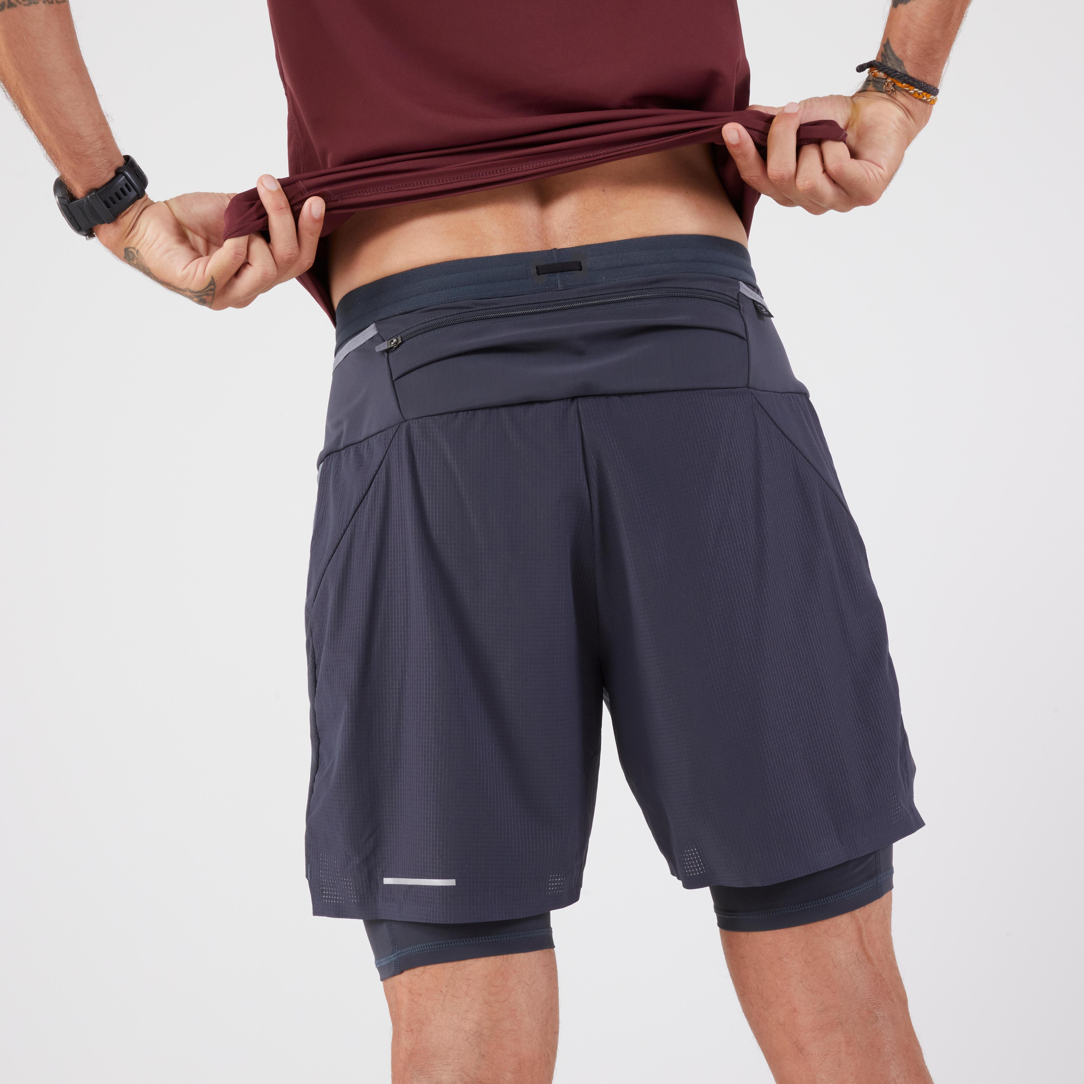 Short de course sur sentier 2 en 1 homme – Run 900 - Gris Graphite ...