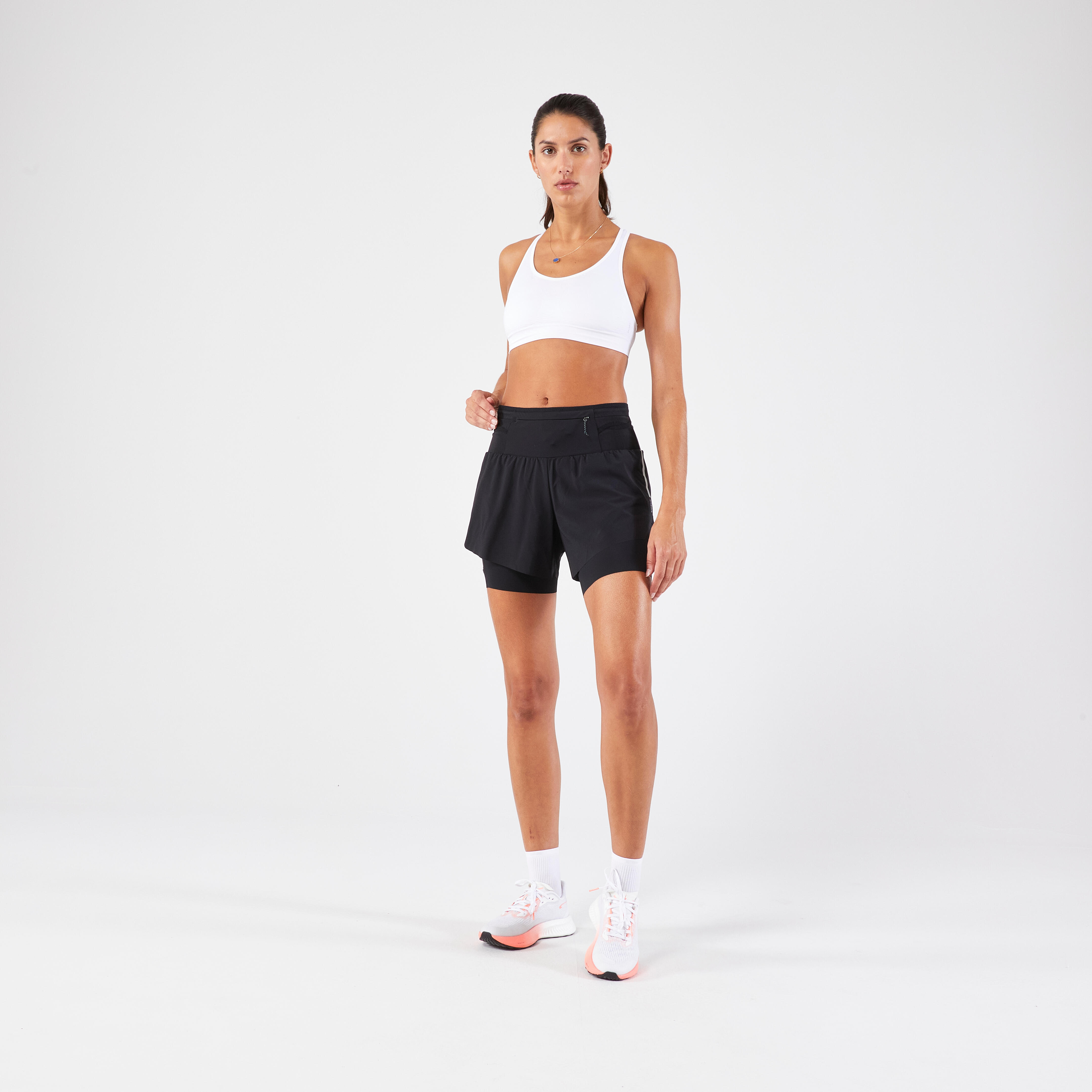 Short de course 2 en 1 femme – Run 900 - Noir Fum - Kiprun - Décathlon