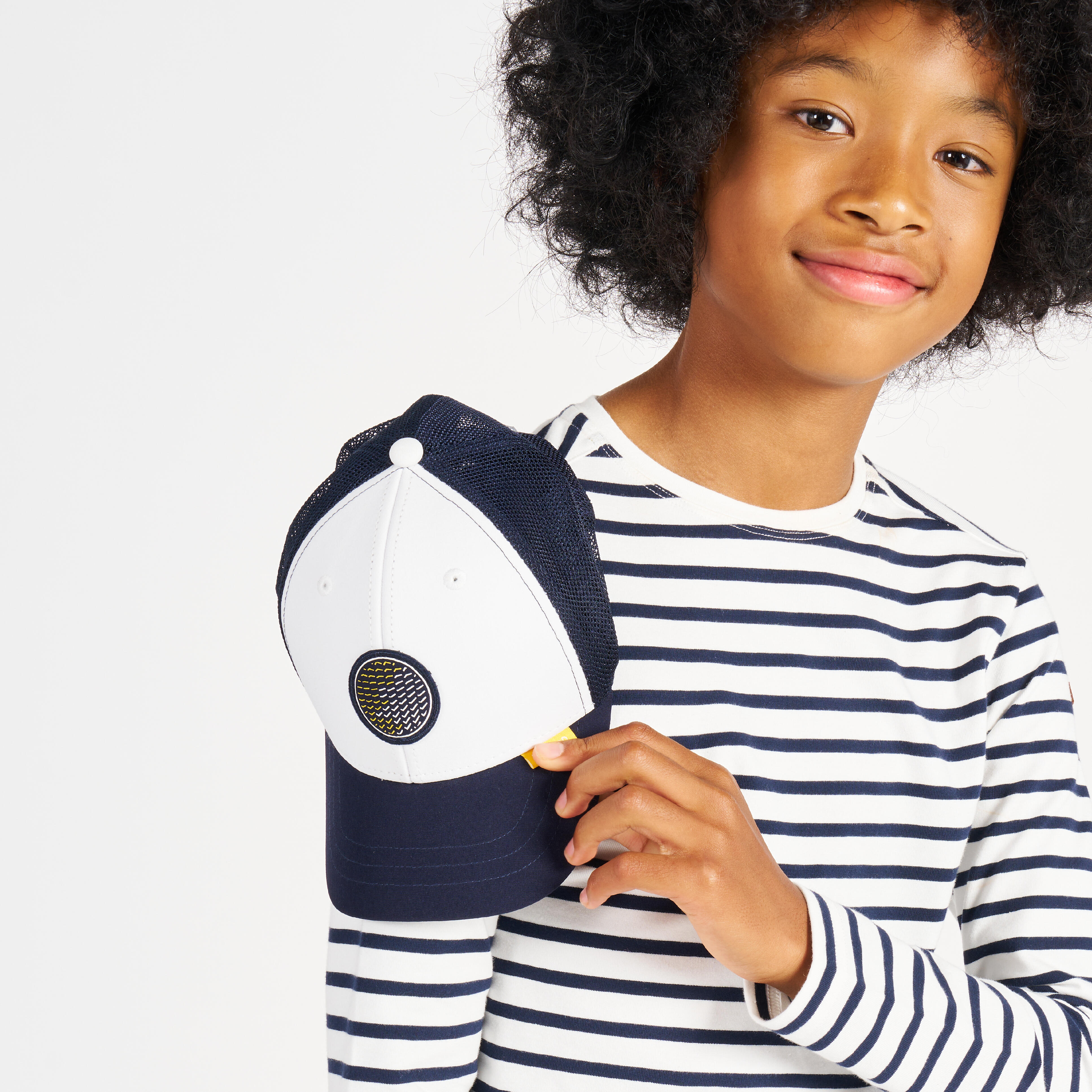 Kids’ sailing cap Sailing 500 Ecru blue - Decathlon