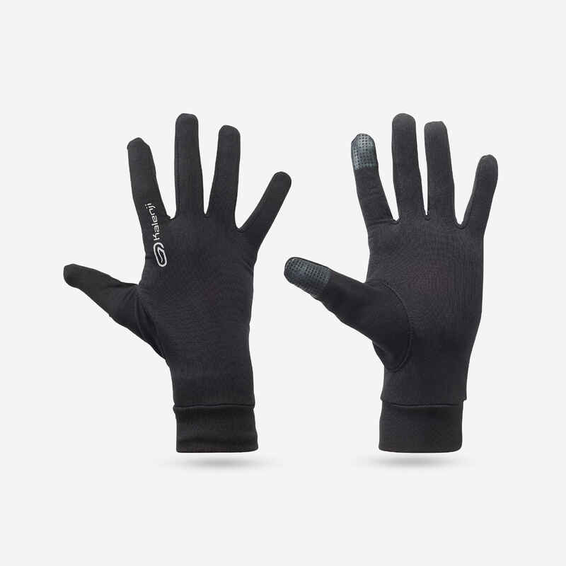 KIPRUN Warm 100 Running touchscreen gloves - black - Decathlon