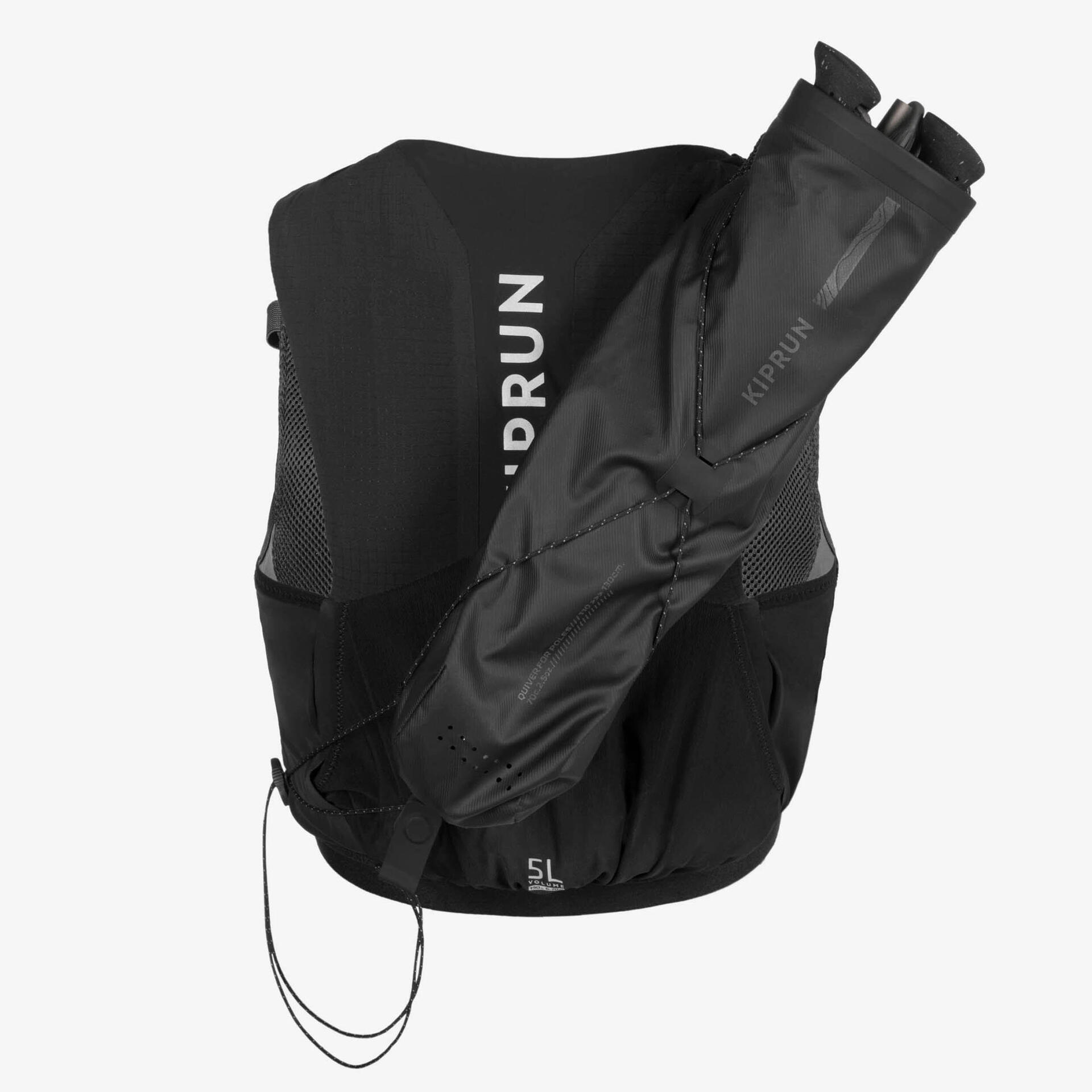 Vest Trail Running Unisex Kiprun 5L Flask Holder - Hitam