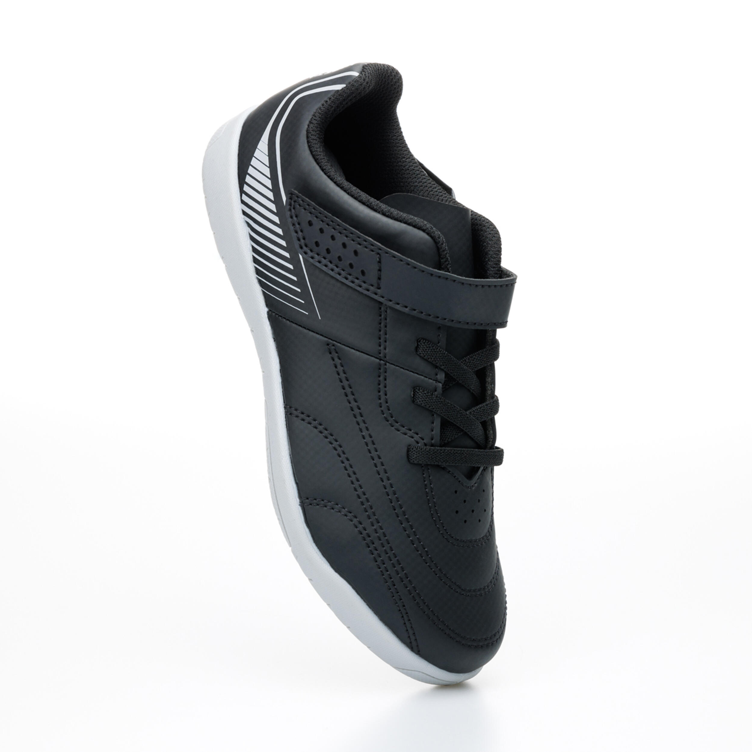 Kids’ Futsal Shoes - 100 - smoked black, Pale grey - Kipsta - Decathlon