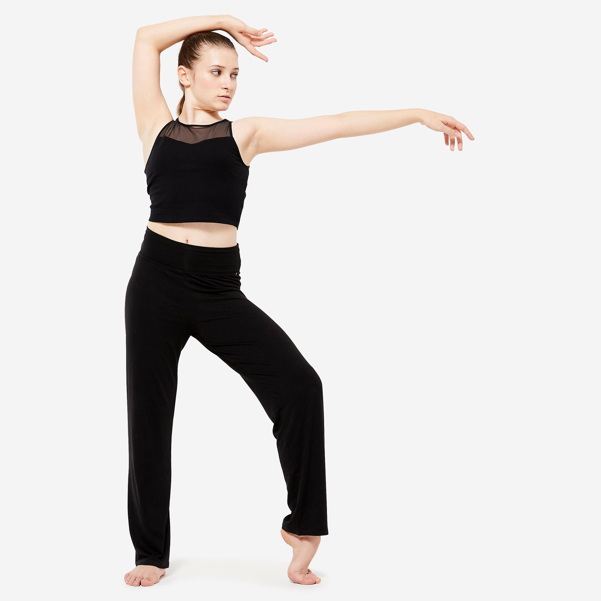 Girls' Modern Dance Loose Straight Bottoms - Black | Decathlon