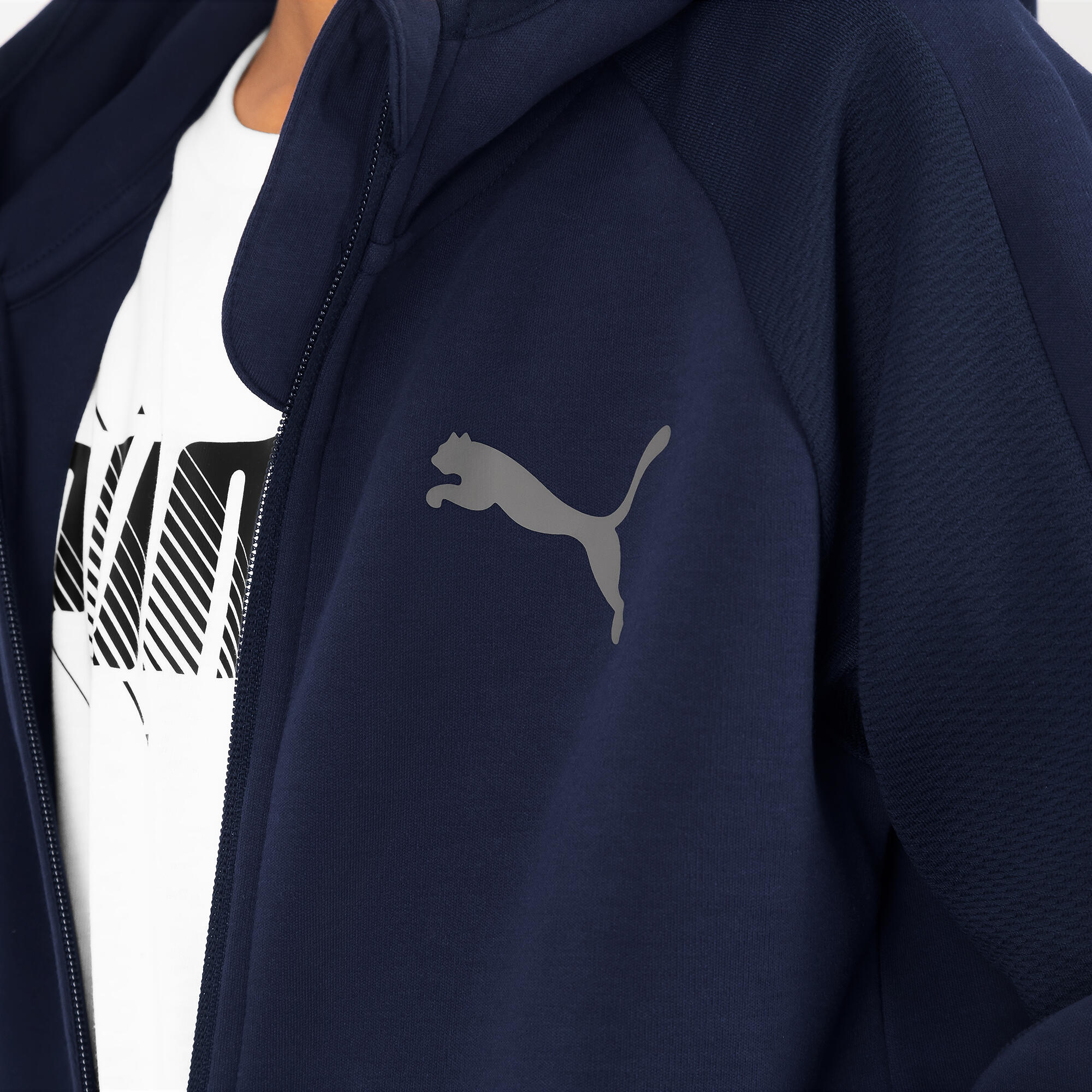 Felpa Puma bambino ginnastica con cappuccio e zip pesante blu PUMA ...
