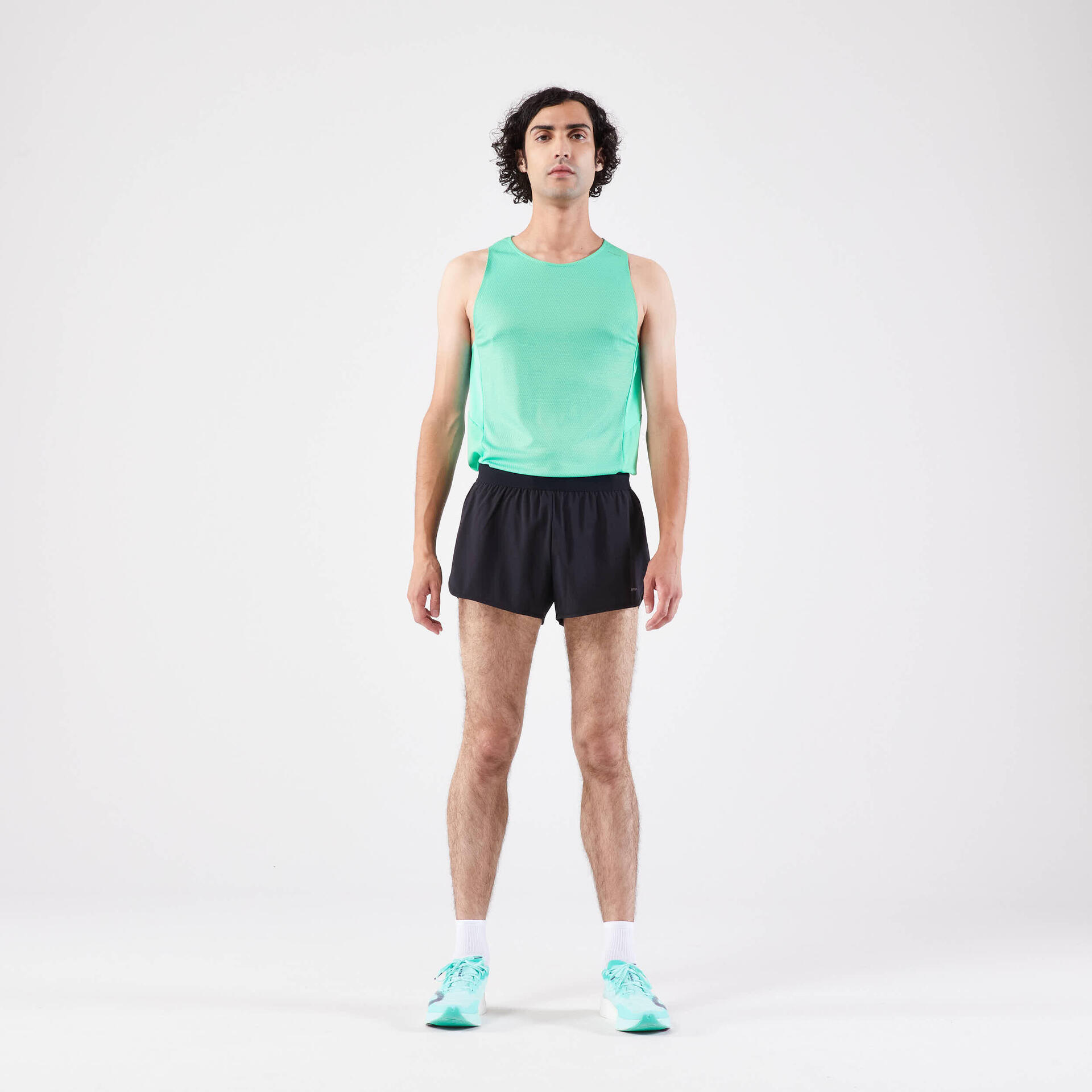 Men's Ultralight Quick Dry Running Shorts RUN 500 SPLIT - Black