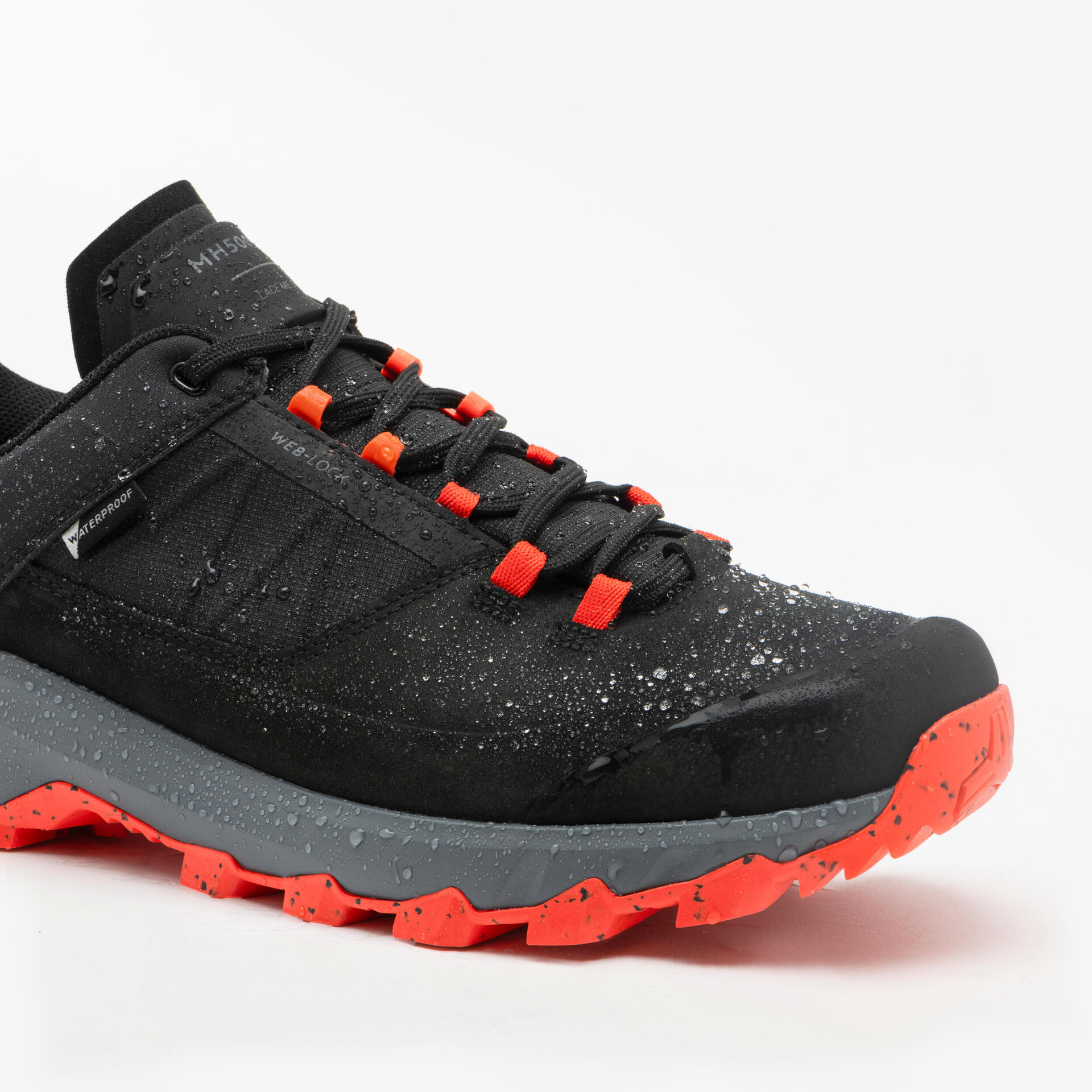 Sepatu Hiking Pria Waterproof MH500 - Hitam Oranye