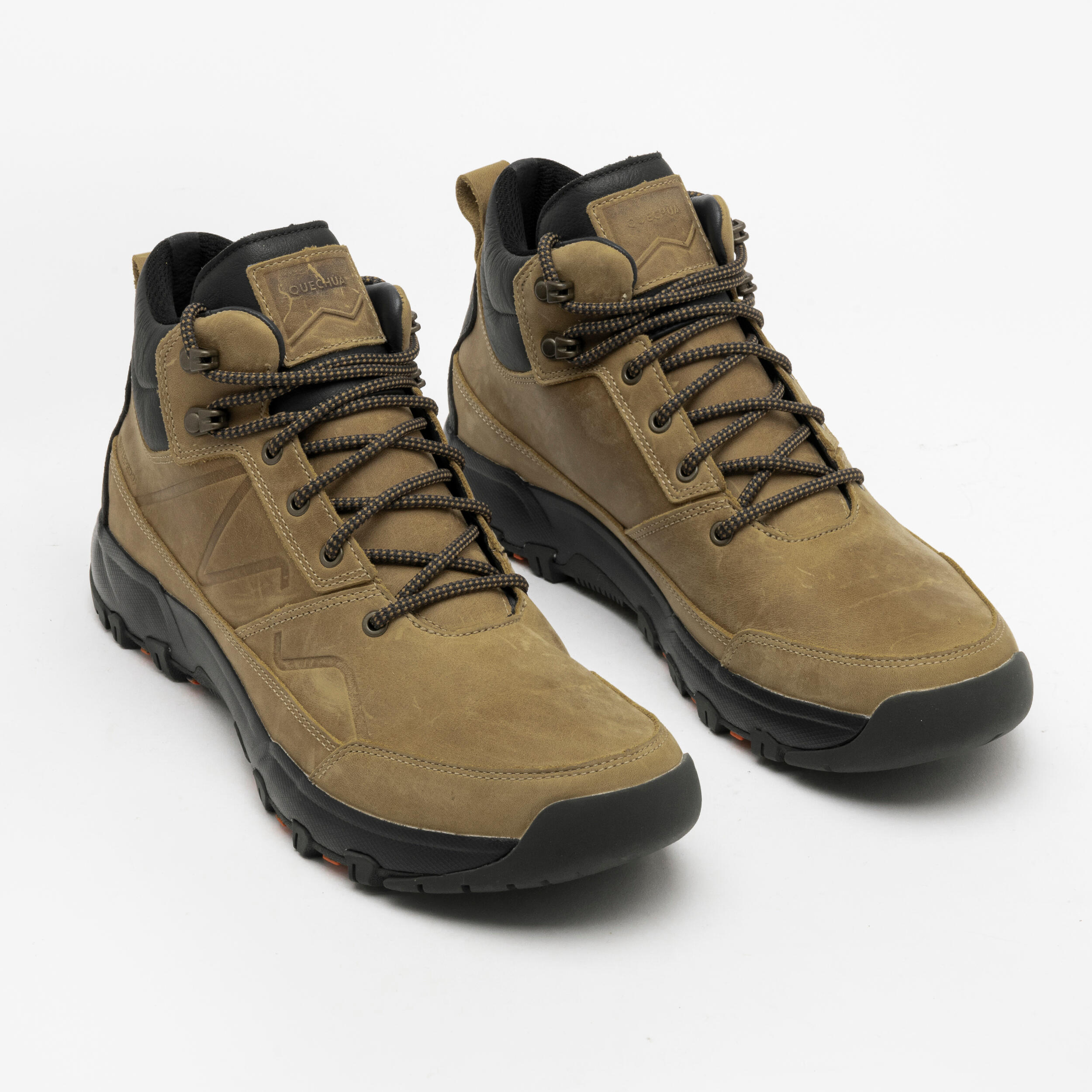 Men's waterproof mid hiking boots NH500 Leather WP - Brown | Decathlon