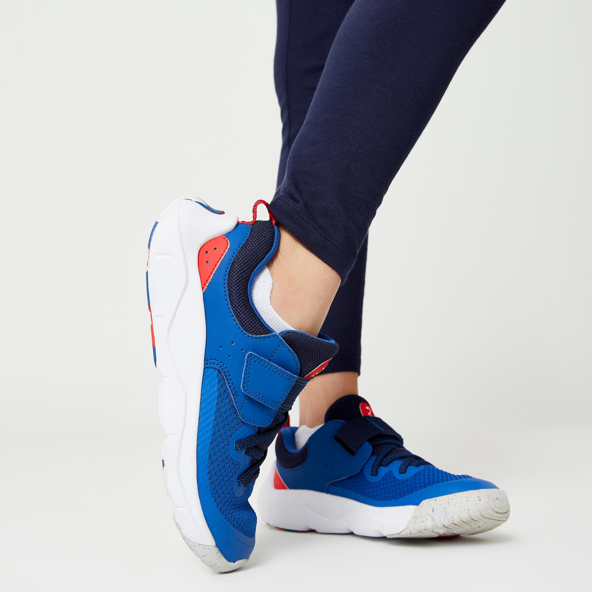 Kids' Lightweight Rip-Tab and Elasticated Laces Shoes Playful Fast - Blue
