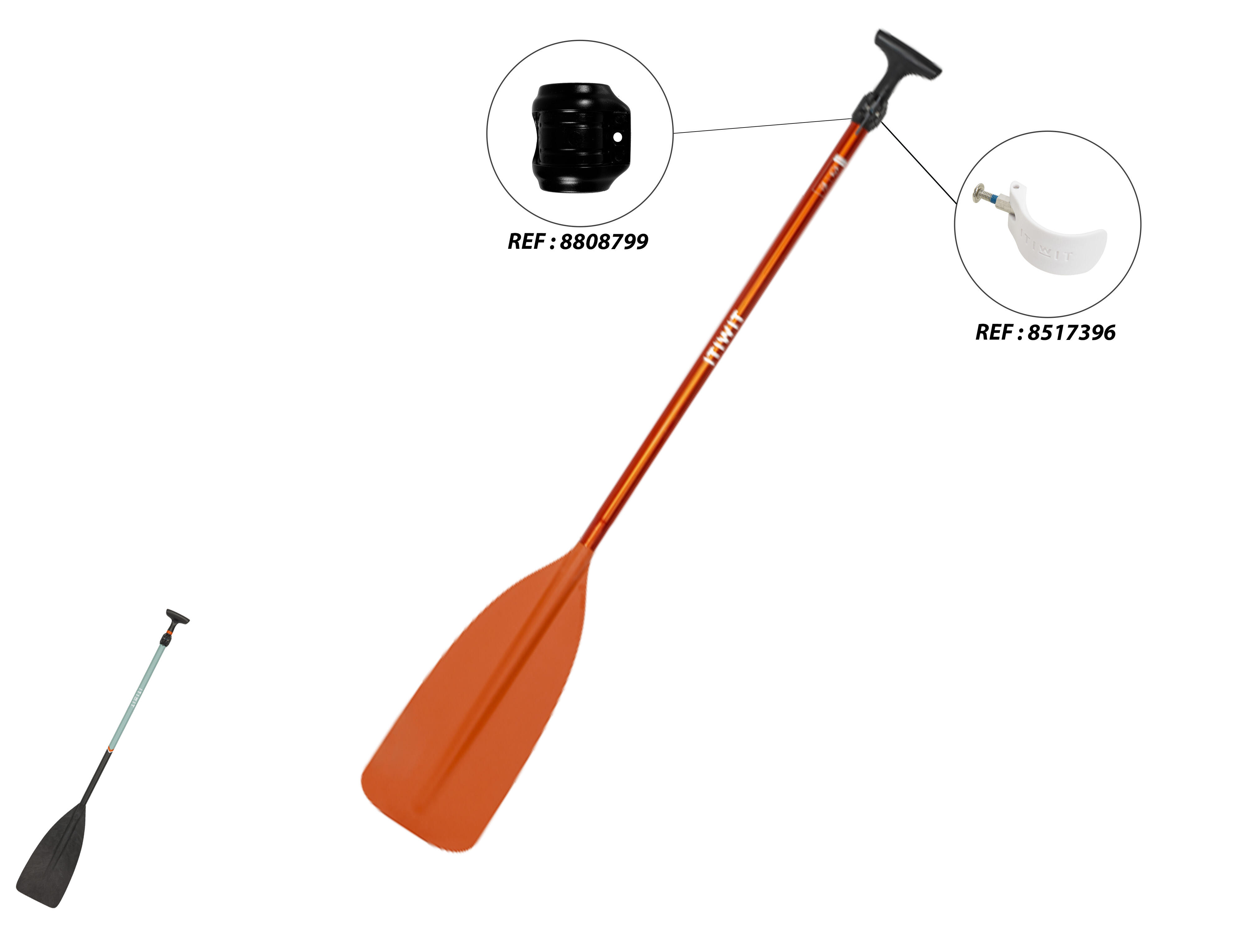 130/150 cm Adjustable Paddle - X 100 - Papaya orange, Black - Itiwit ...