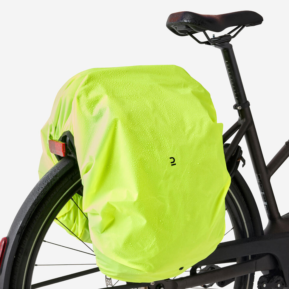 27 L Cycling Double Pannier Rack Backpack - Green/Grey | Decathlon
