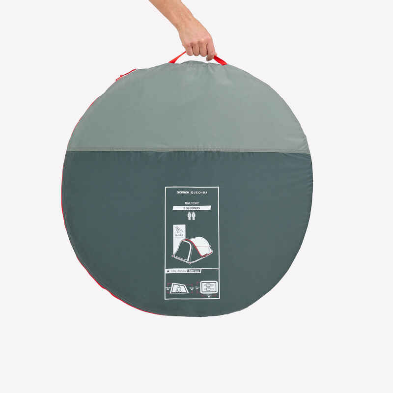 ПАЛАТКА ЗА КЪМПИНГ 2 SECONDS, 2-МЕСТНА, ЗЕЛЕНА - DECATHLON