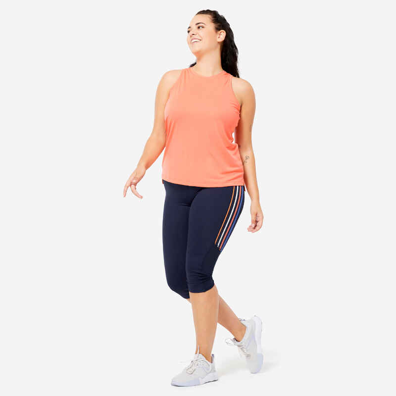 Leggins de cardio fitness capri de tiro alto azul marino para mujer 120 ...