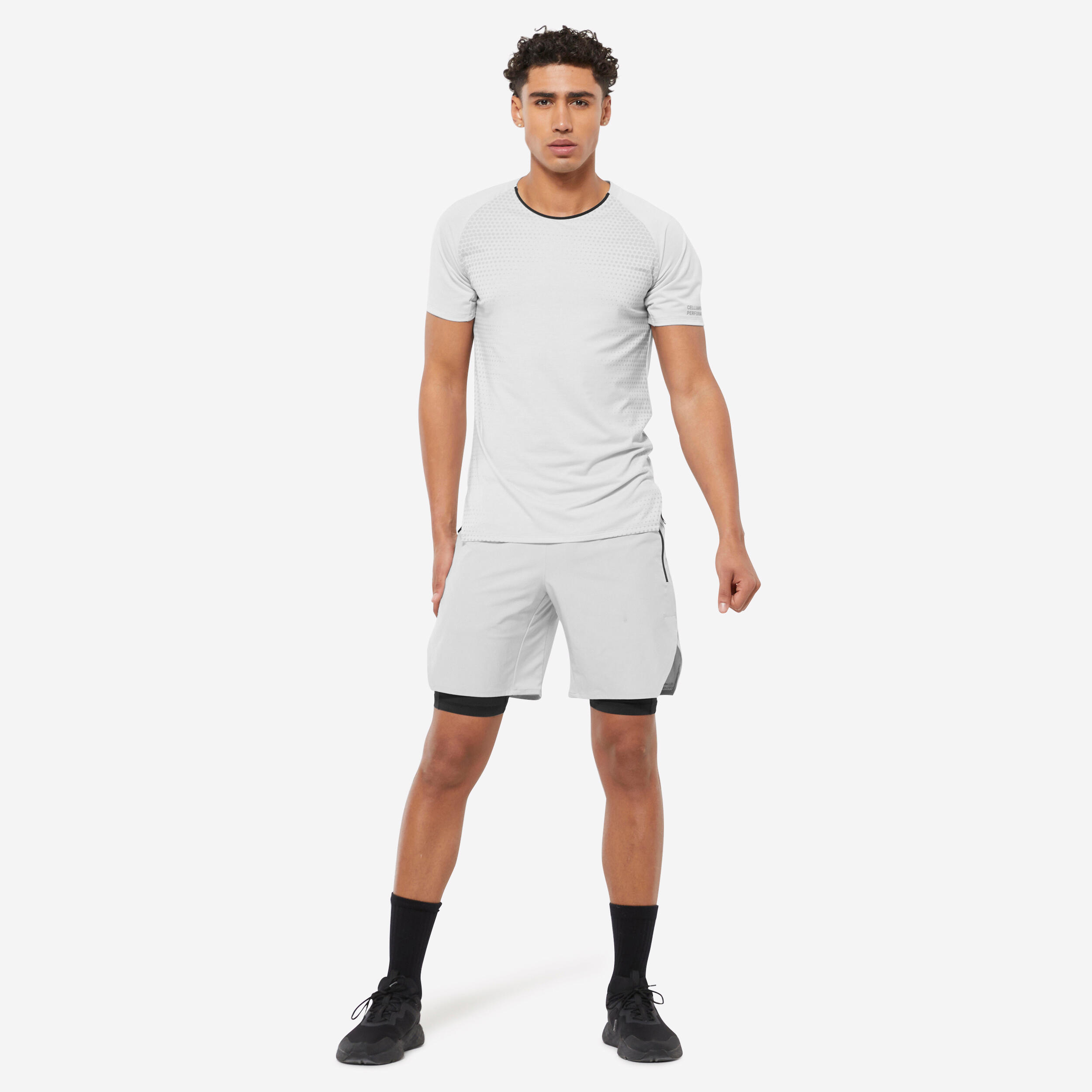 Men's Cross Training Breathable Short-Sleeved Performance T-Shirt Grey ...