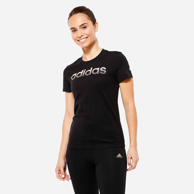 ДАМСКА ТЕНИСКА ЗА ФИТНЕС Adidas ЧЕРНА Decathlon