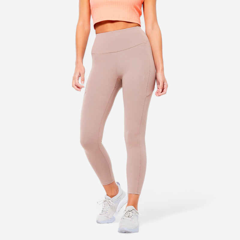 7 8 Leggings Damen Figurformend 520 Braun Decathlon