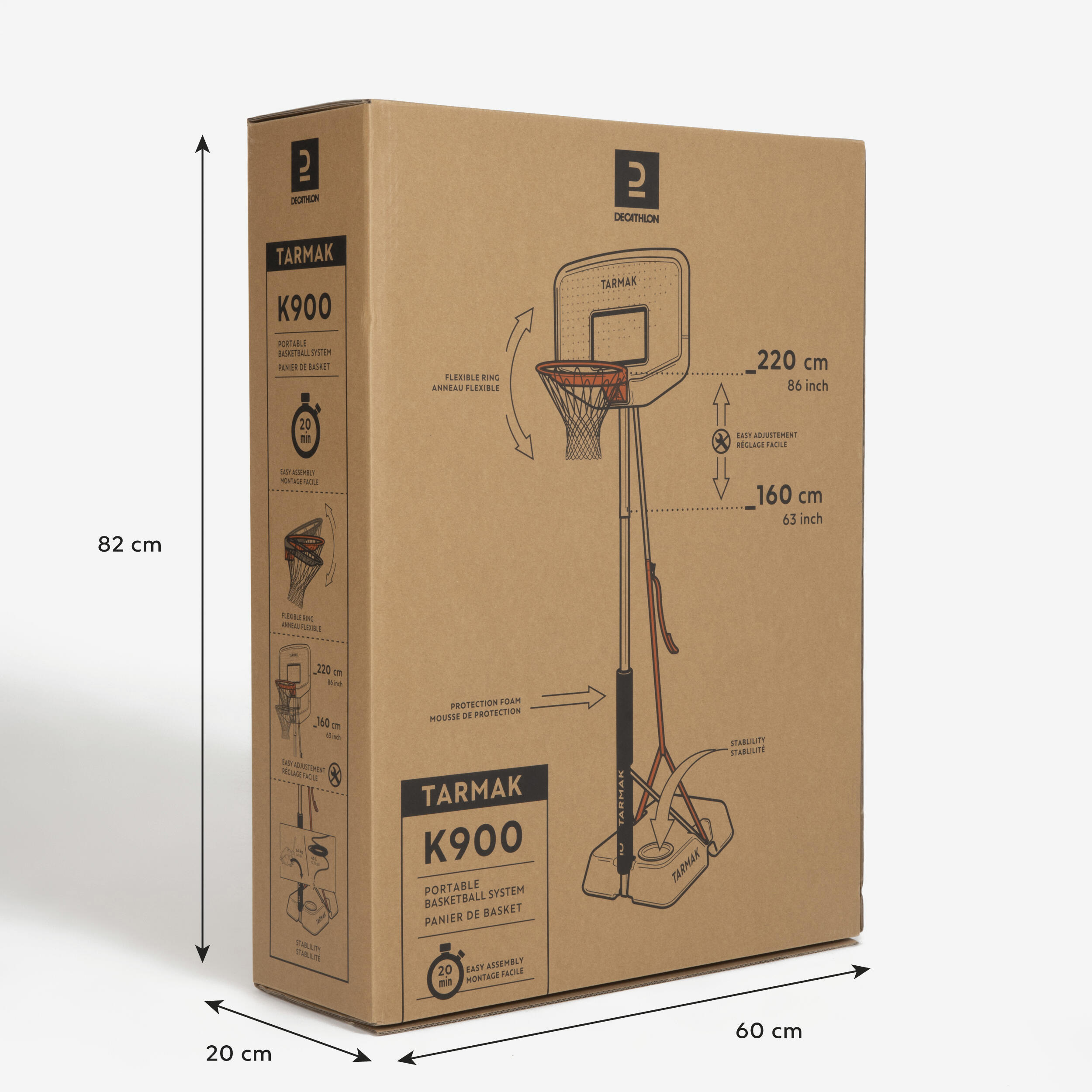 K900 Easy-Adjust Kids' Basketball Hoop (1.6m to 2.2m) | Decathlon