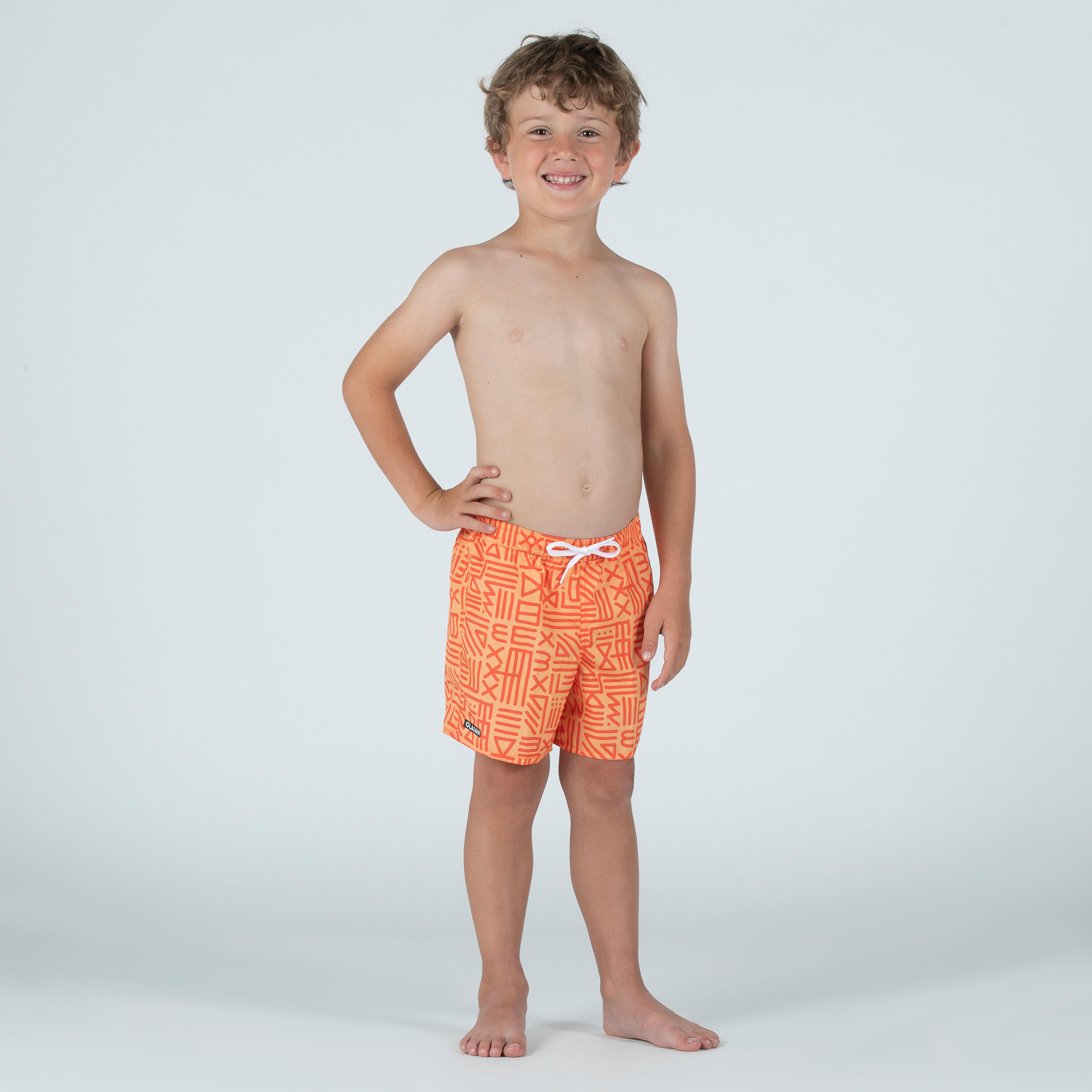 Boy’s swim shorts - 100 Sign orange OLAIAN | Decathlon