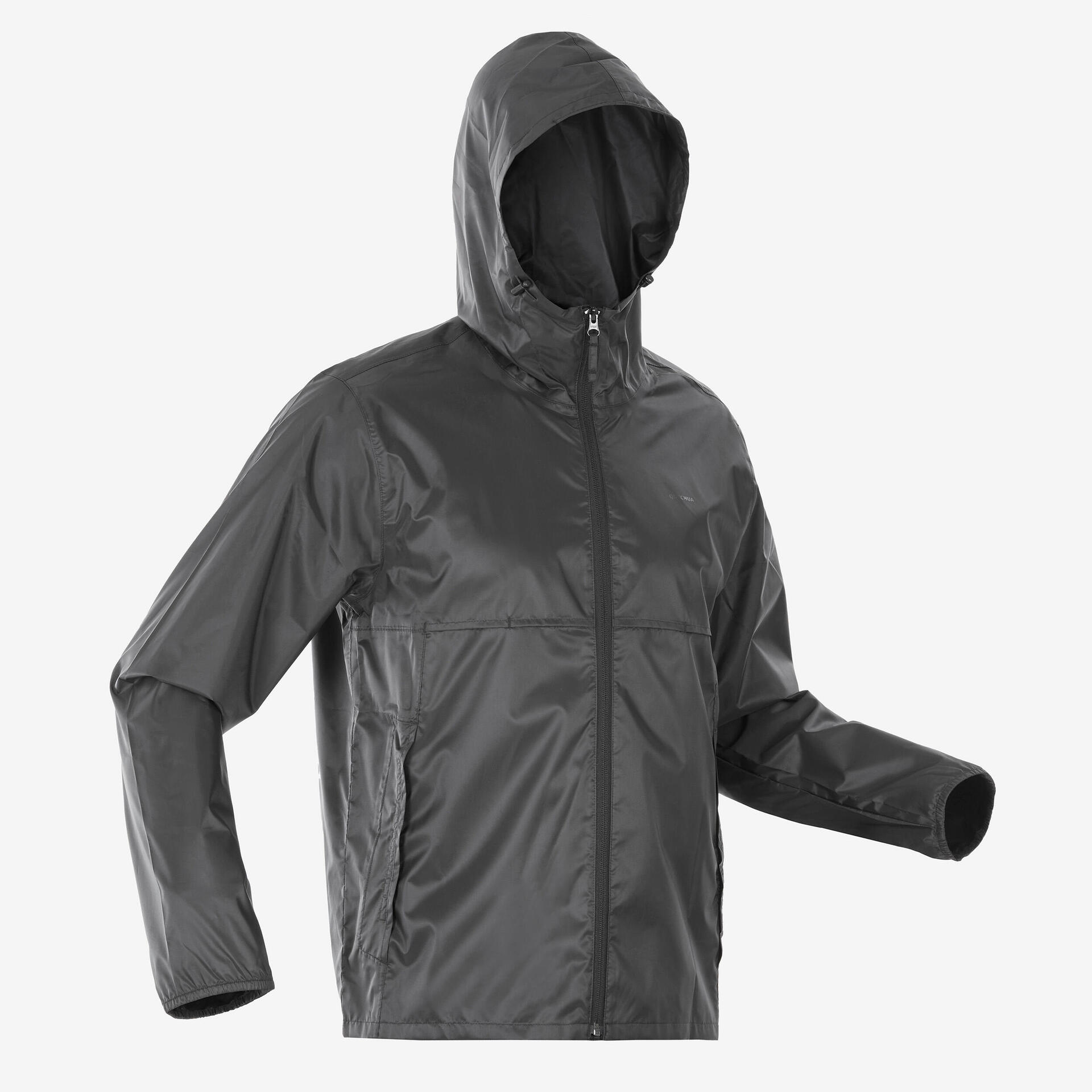 Men's Nature Hiking Raincut Fullzip Jacket - Black