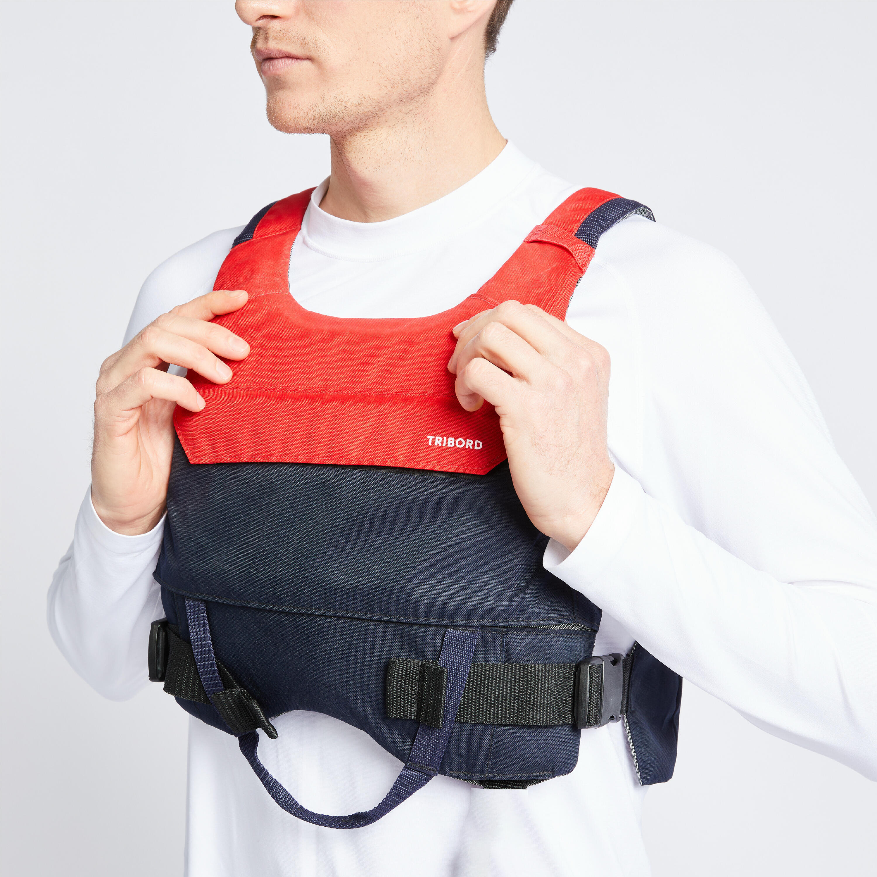 Buoyancy life jacket BA 50 Newtons Sailing club red and blue TRIBORD ...