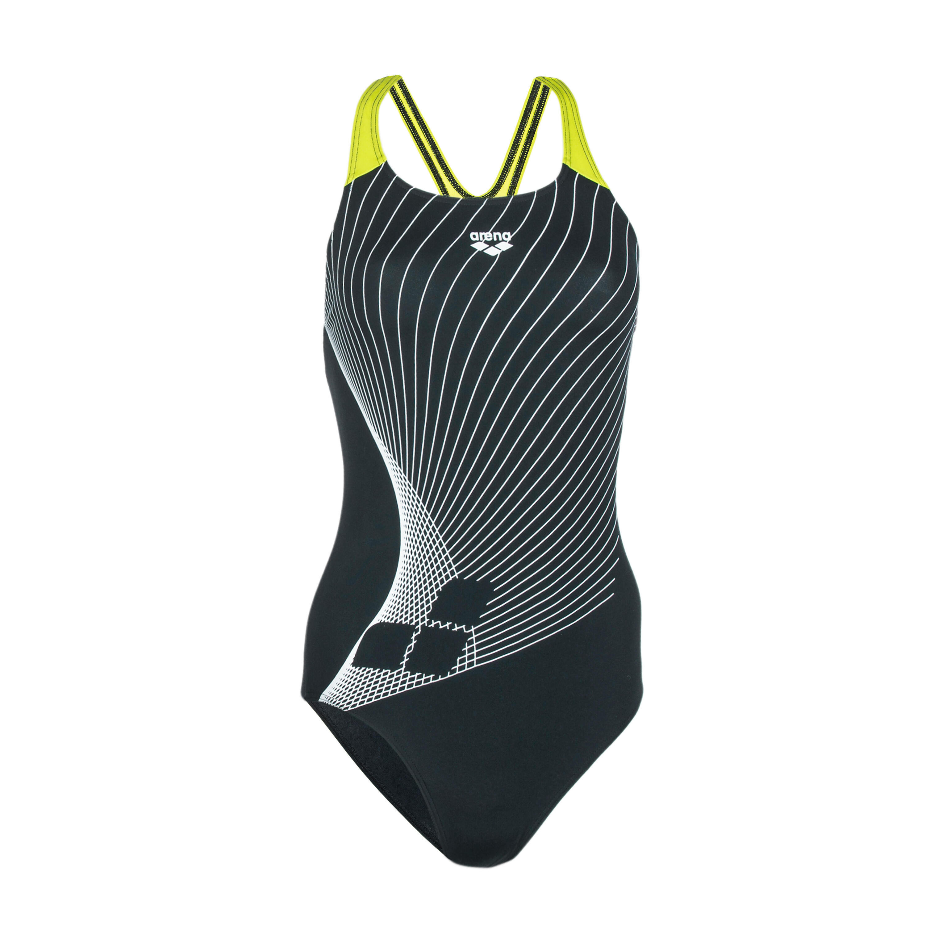 Women's 1P Swimsuit ARENA SWIMPRO SOFT Black Yellow ARENA | Decathlon