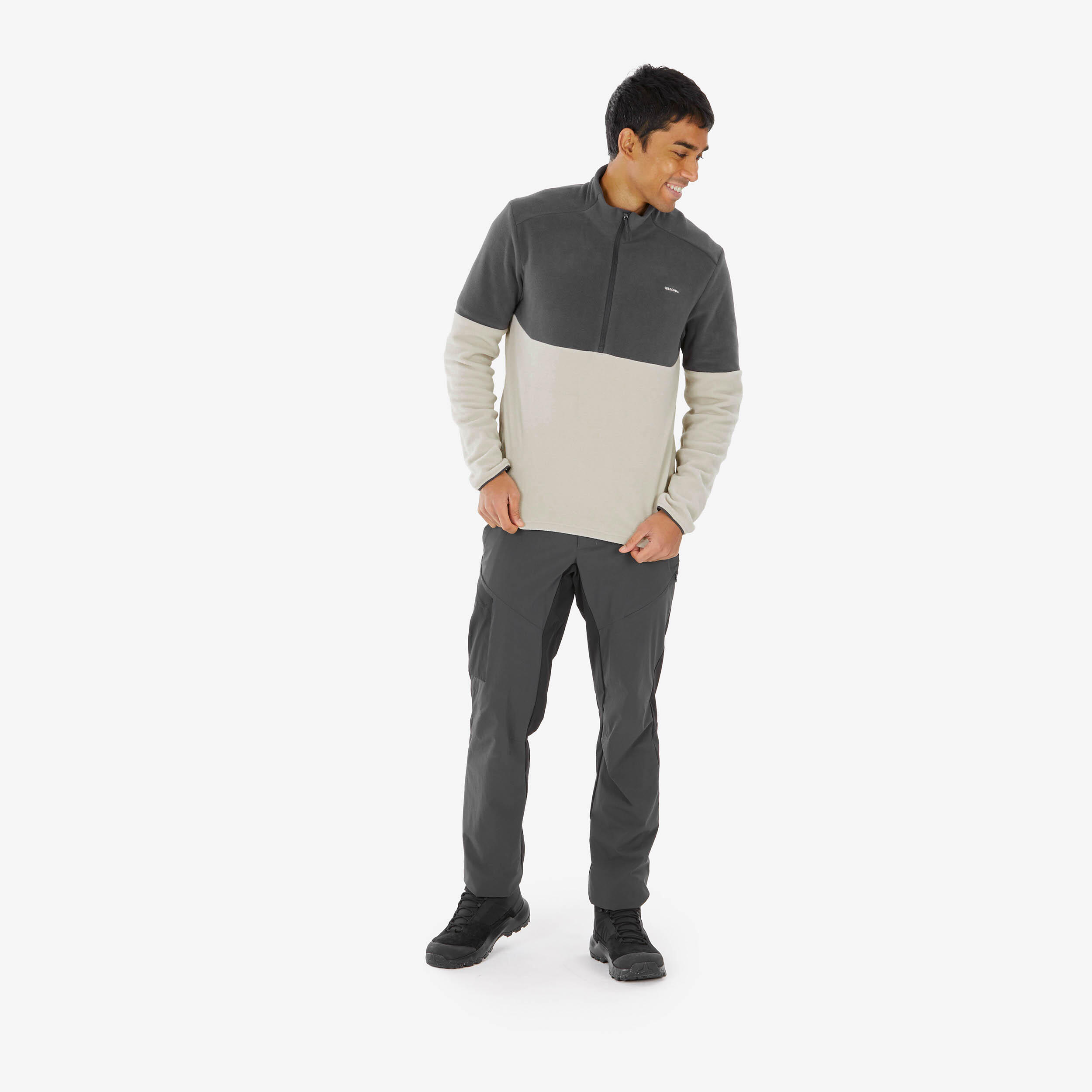 Saco polar senderismo montaña hombre - MH500 1/2 cremallera beige ...
