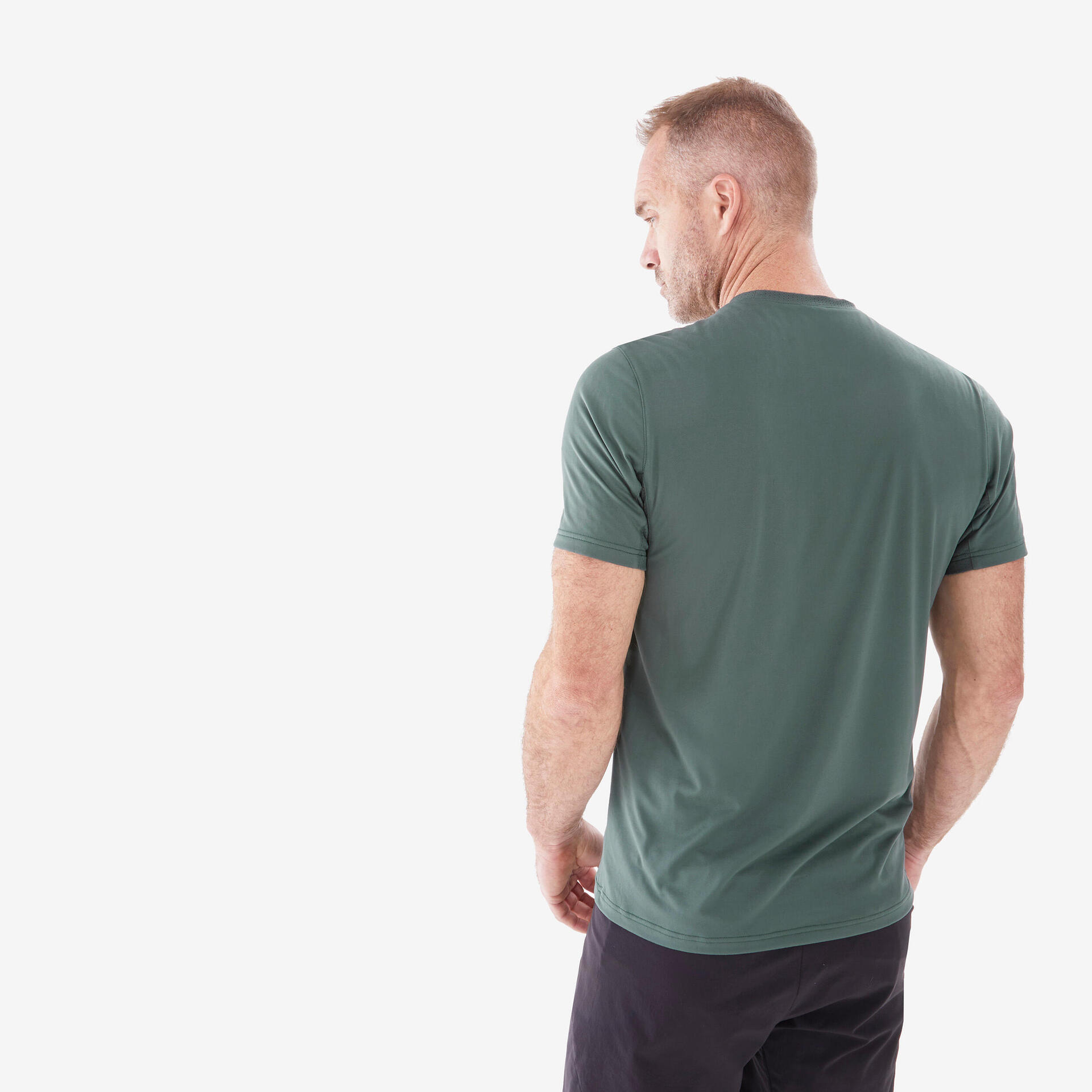 Men's synthetic short-sleeved hiking T-shirt - MH100