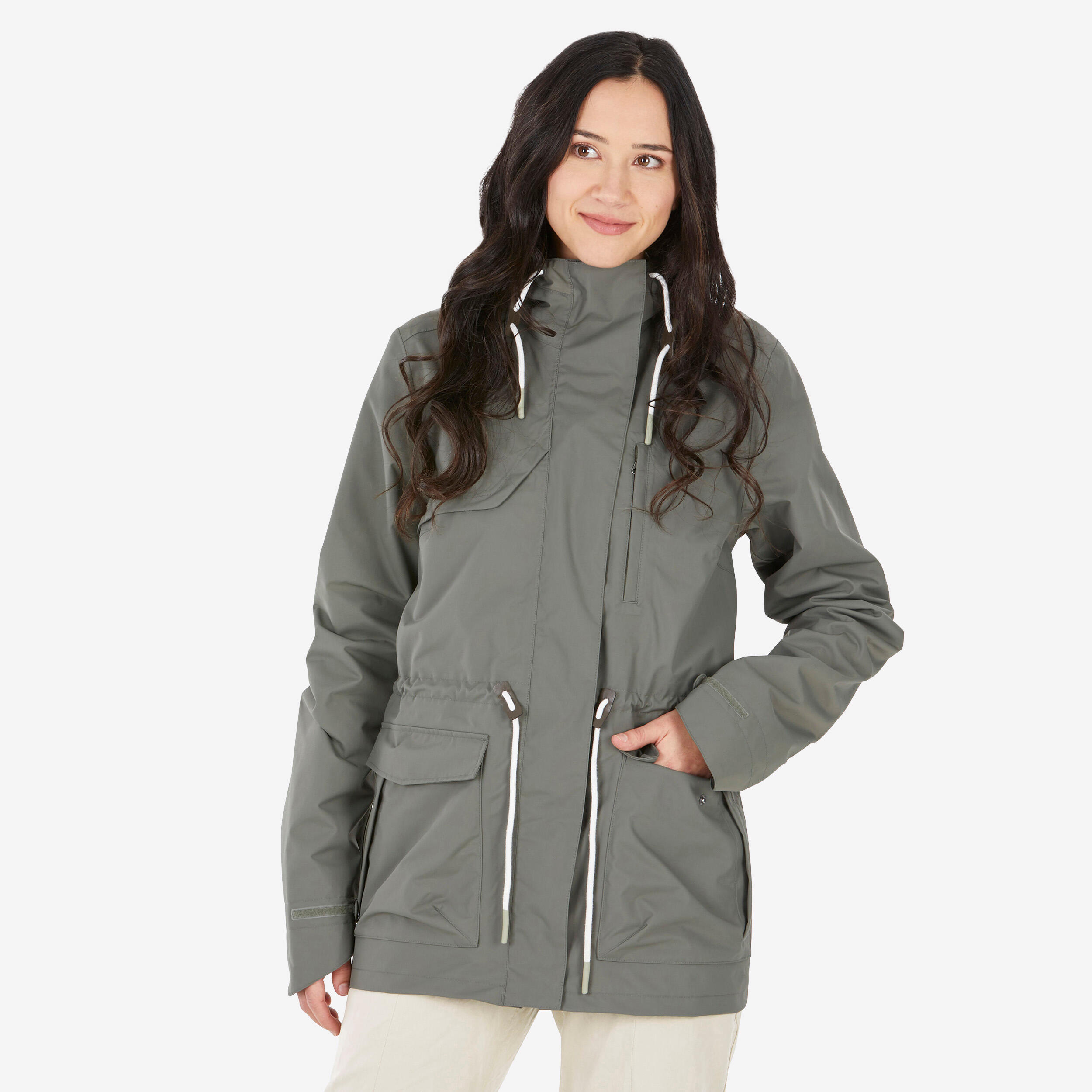 Women’s Waterproof Rain Jacket - NH 550 - Ash khaki green, Linen beige ...
