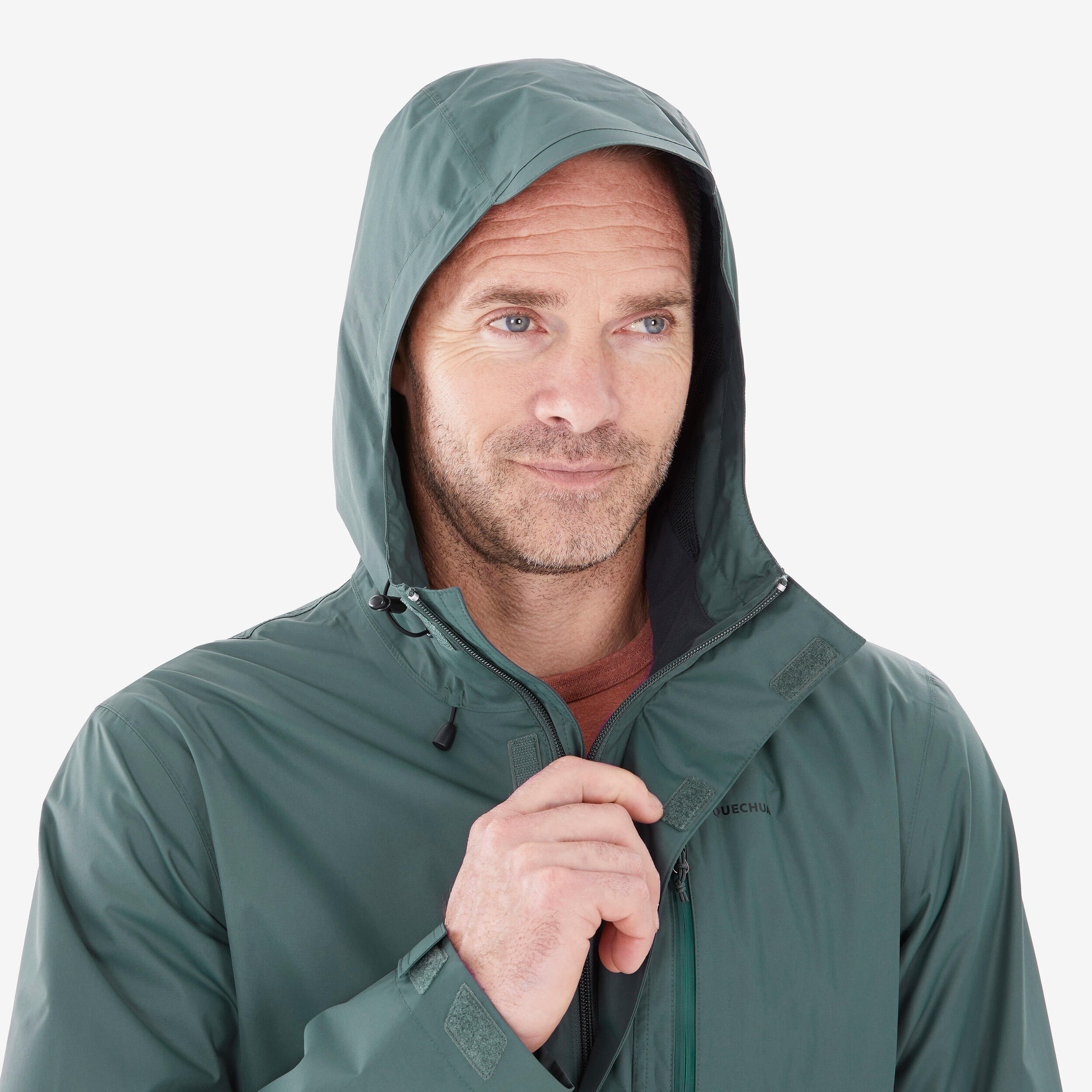Men’s Waterproof Hiking Jacket - NH 500 - Dark grey green - Quechua ...