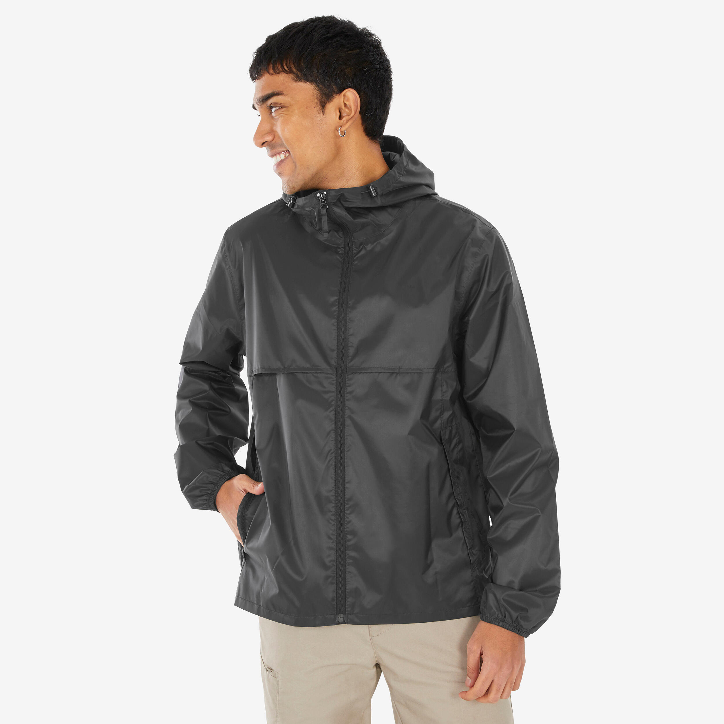 Men’s Waterproof Hiking Jacket - Raincut - Black - Quechua - Decathlon