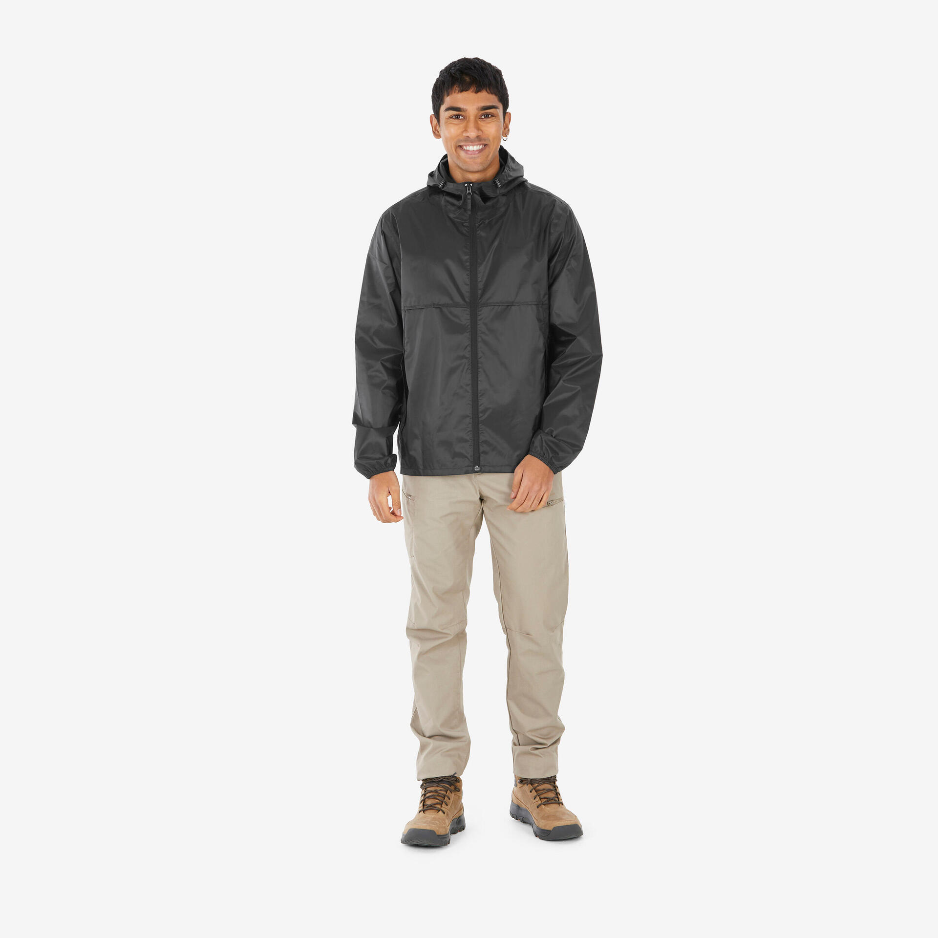 Men's Nature Hiking Raincut Fullzip Jacket - Black