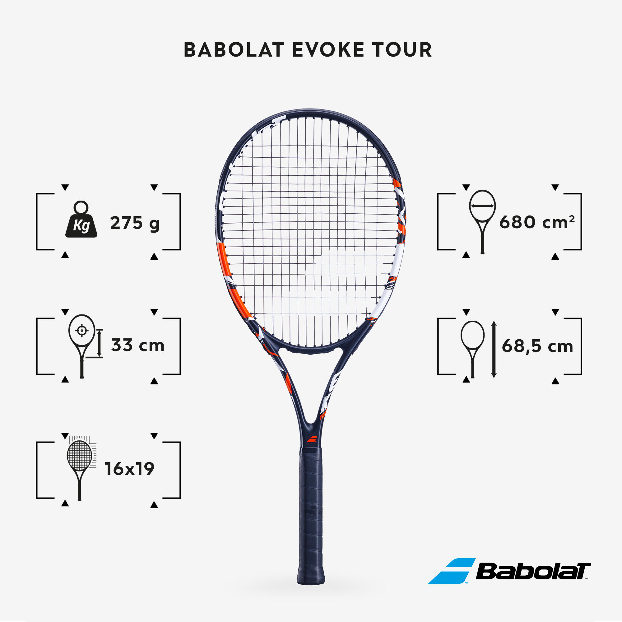 Reket za tenis Evoke Tour 105 za odrasle - Decathlon