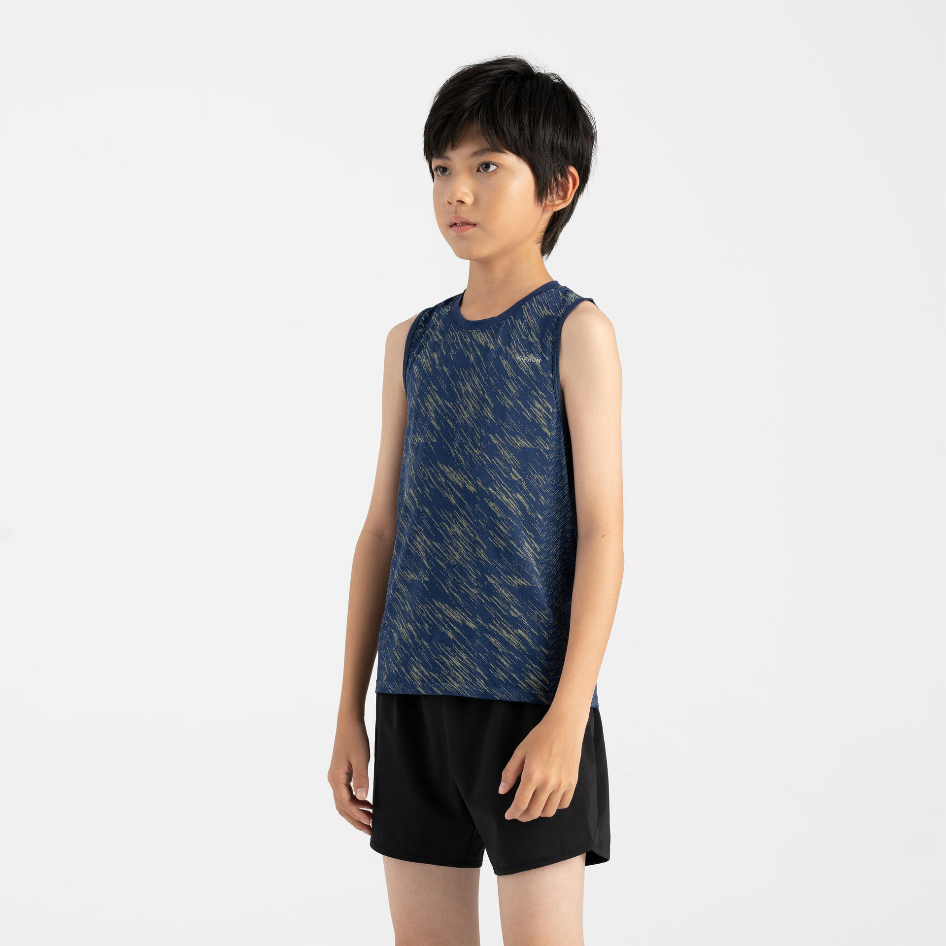 Kids' seamless KIPRUN light 900 running tank top - navy yellow
