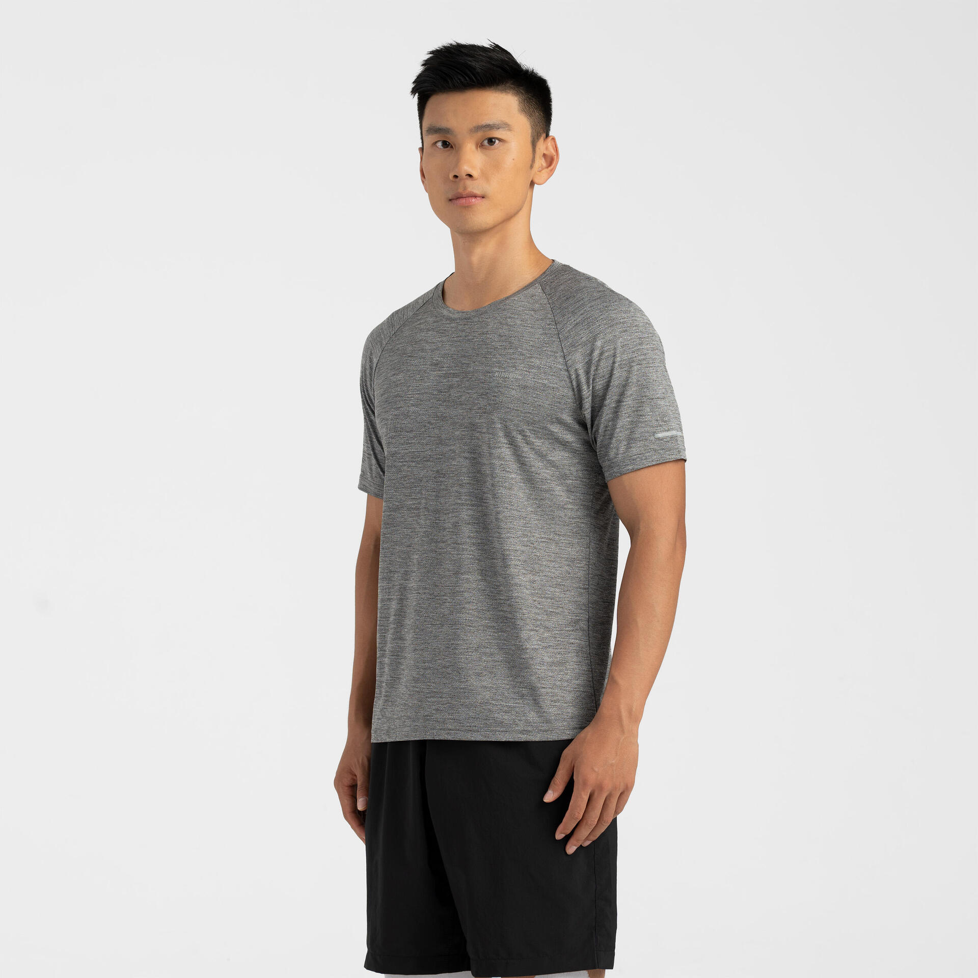 Dry+ Men's Running Breathable T-Shirt -Heather Black