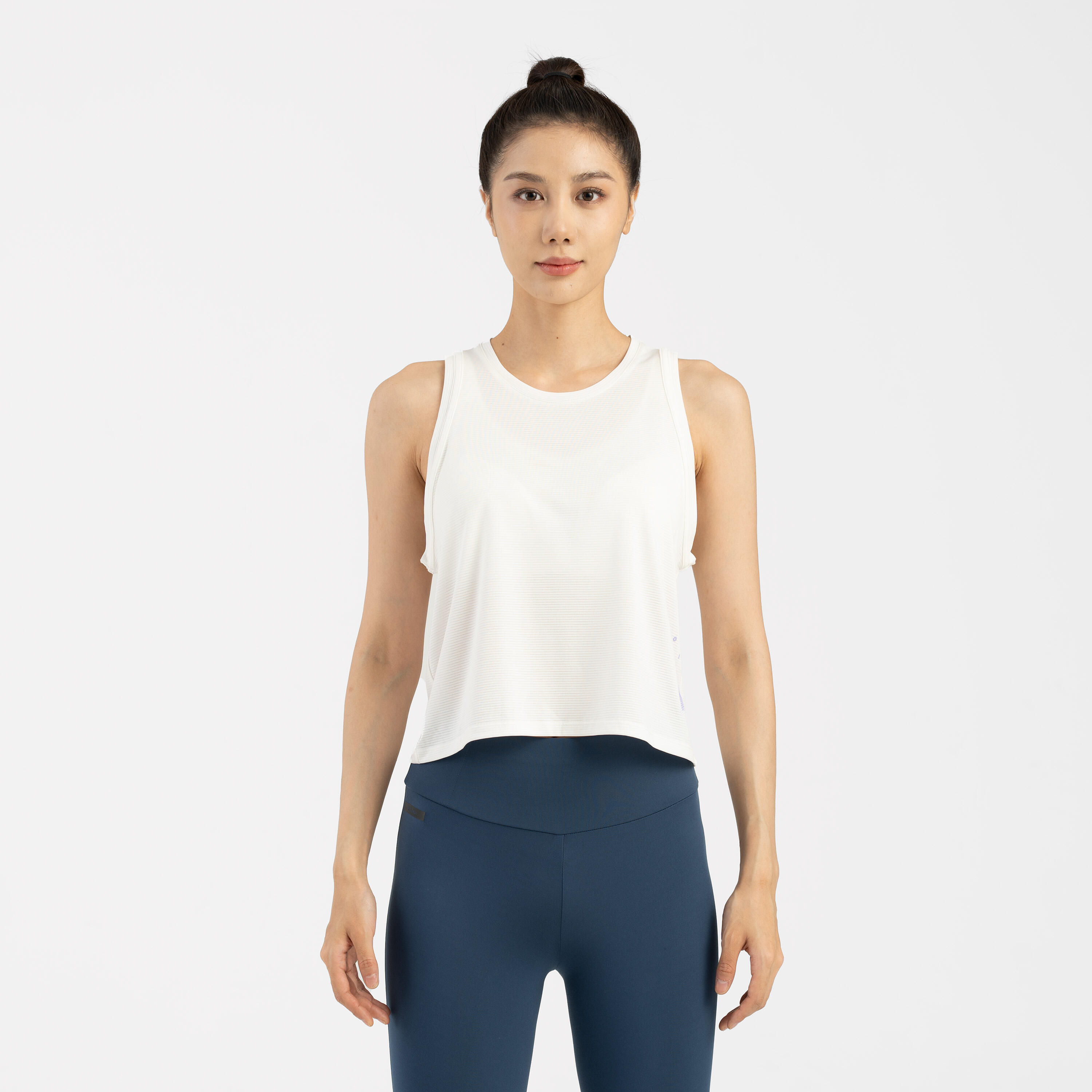 Women's Running Breathable Short Tank Top - KIPRUN Run 500 Dry White ...