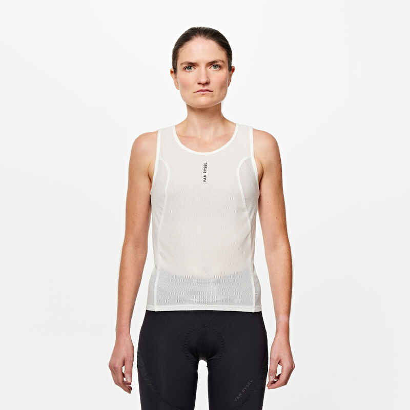 Women's road cycling mesh base layer, EDR - White - Decathlon