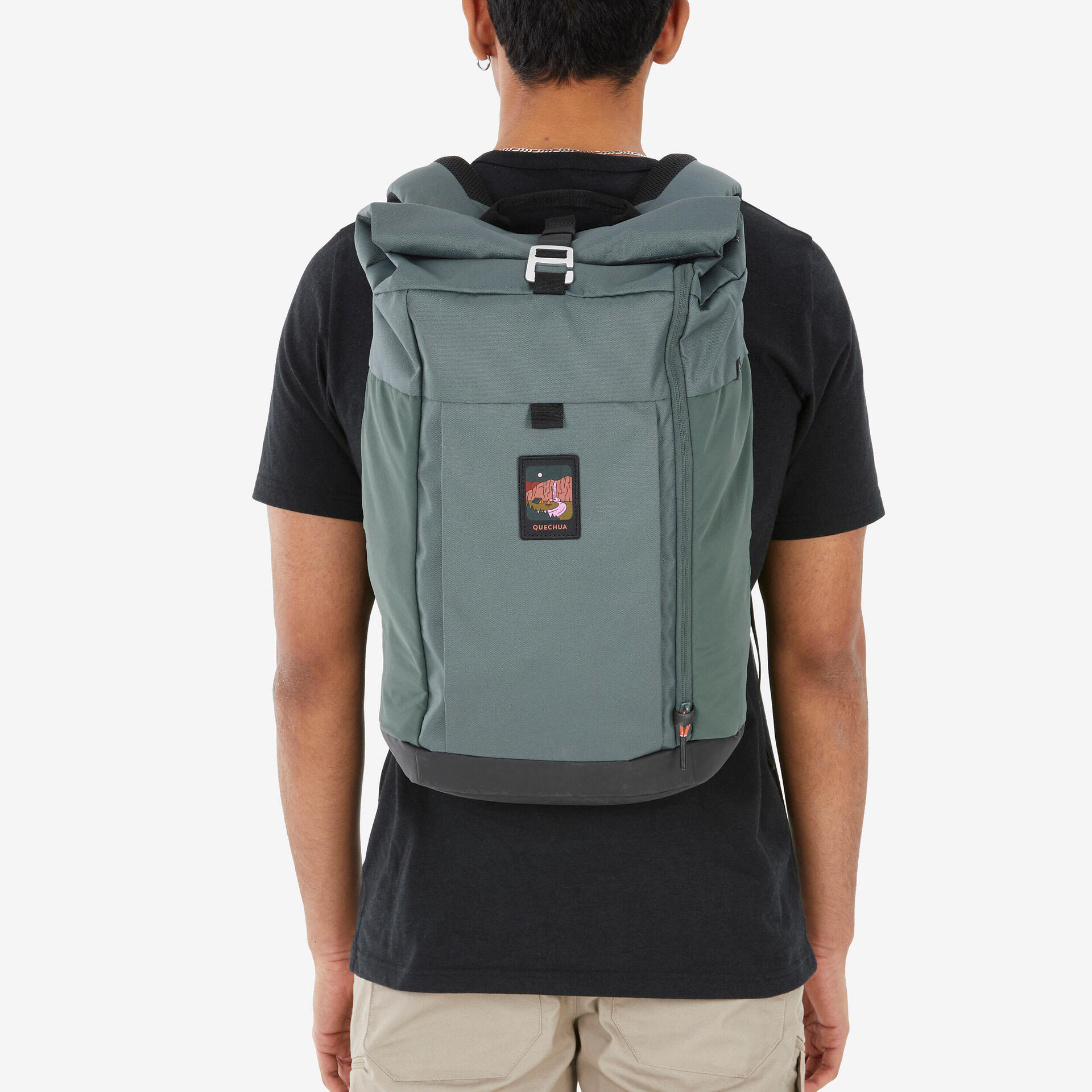 Hiking Backpack 23 L, NH500 Escape Rolltop green