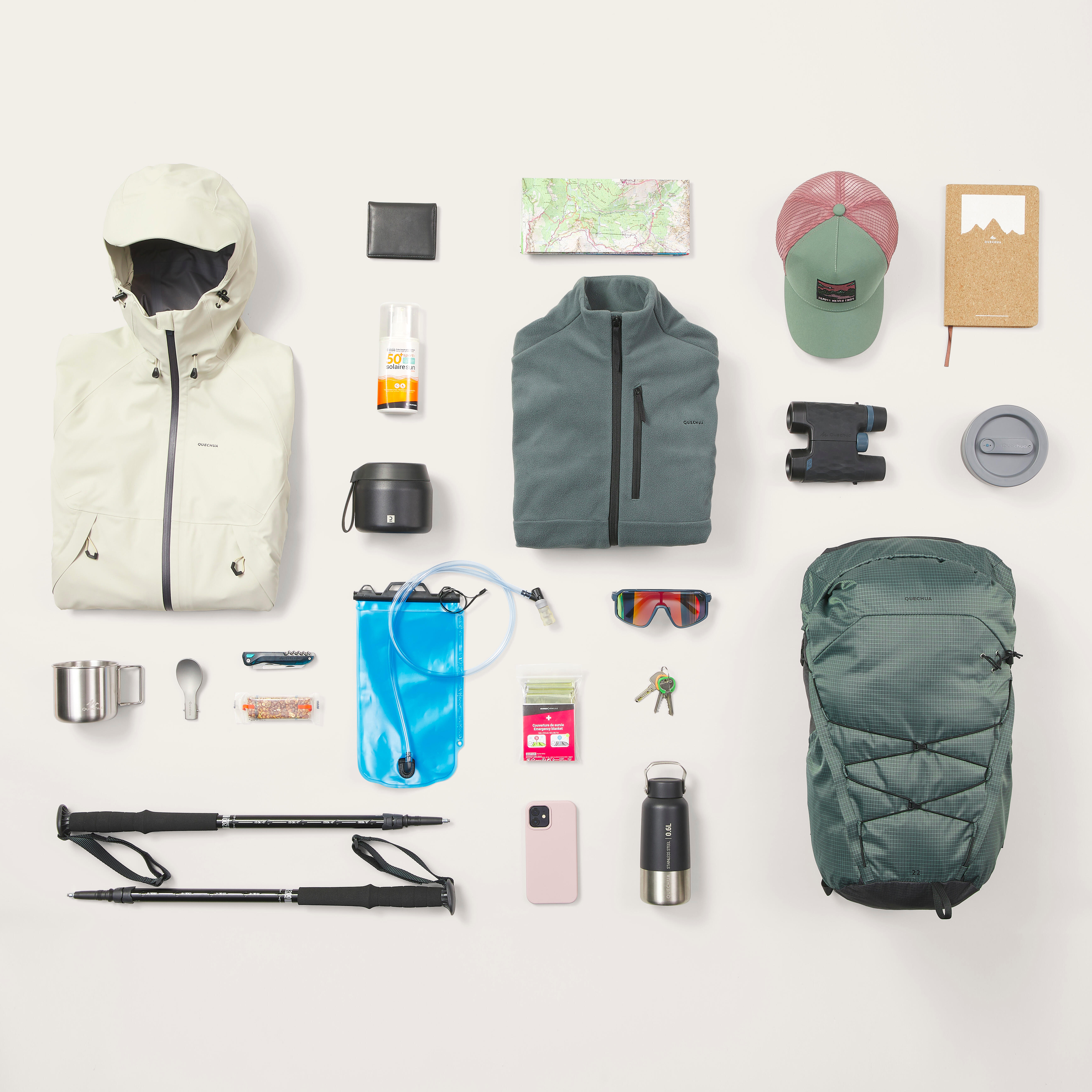 Hiking Backpack 22 L - MH 500 - Green, smoked black - Quechua - Decathlon