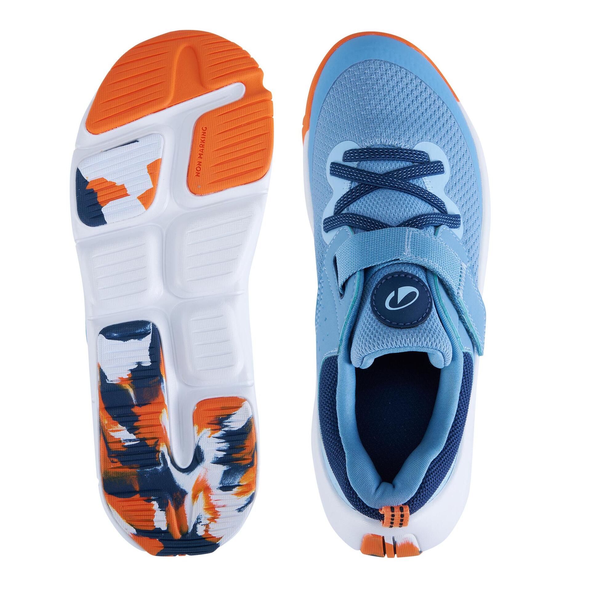 Kids' Lightweight Rip-Tab and Elasticated Laces Shoes Playful Fast - Blue